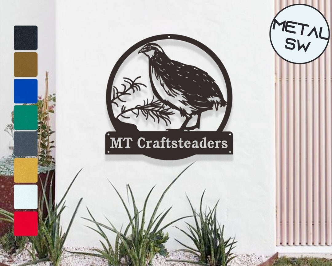 Personalized Quail Bird Metal Wall Art, Custom Name Sign With Quail ...