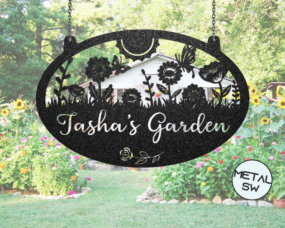 Custom Hanging Garden Sign Personalized Gardenname Sign, Beautiful ...