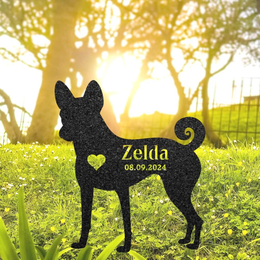 Basenji Dog Memorial Stake, Custom Metal Garden Sign, Pet Grave Marker ...