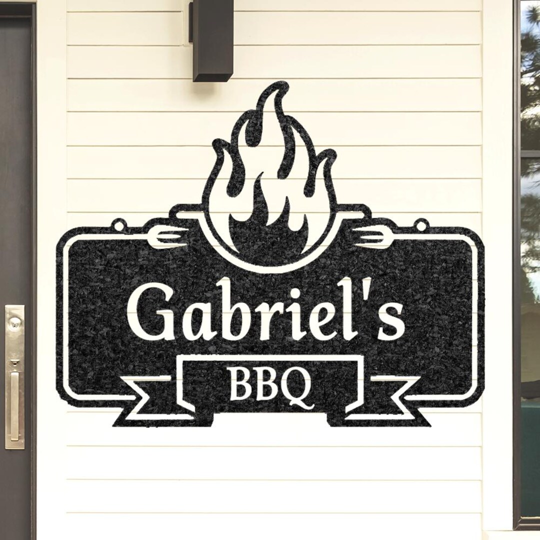 Custom Metal Barbecue Wall Sign, Personalized BBQ Decor, Outdoor ...