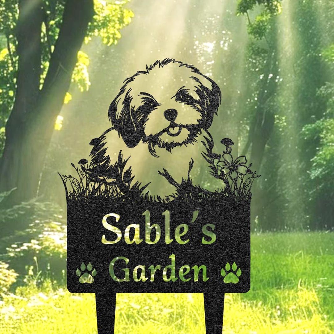 Custom Maltese Dog Memorial Burial Stake, Metal Garden Sign With Dog ...