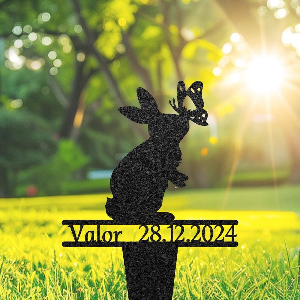 Personalized Rabbit Grave Marker, Custom Bunny Memorial Metal Garden ...