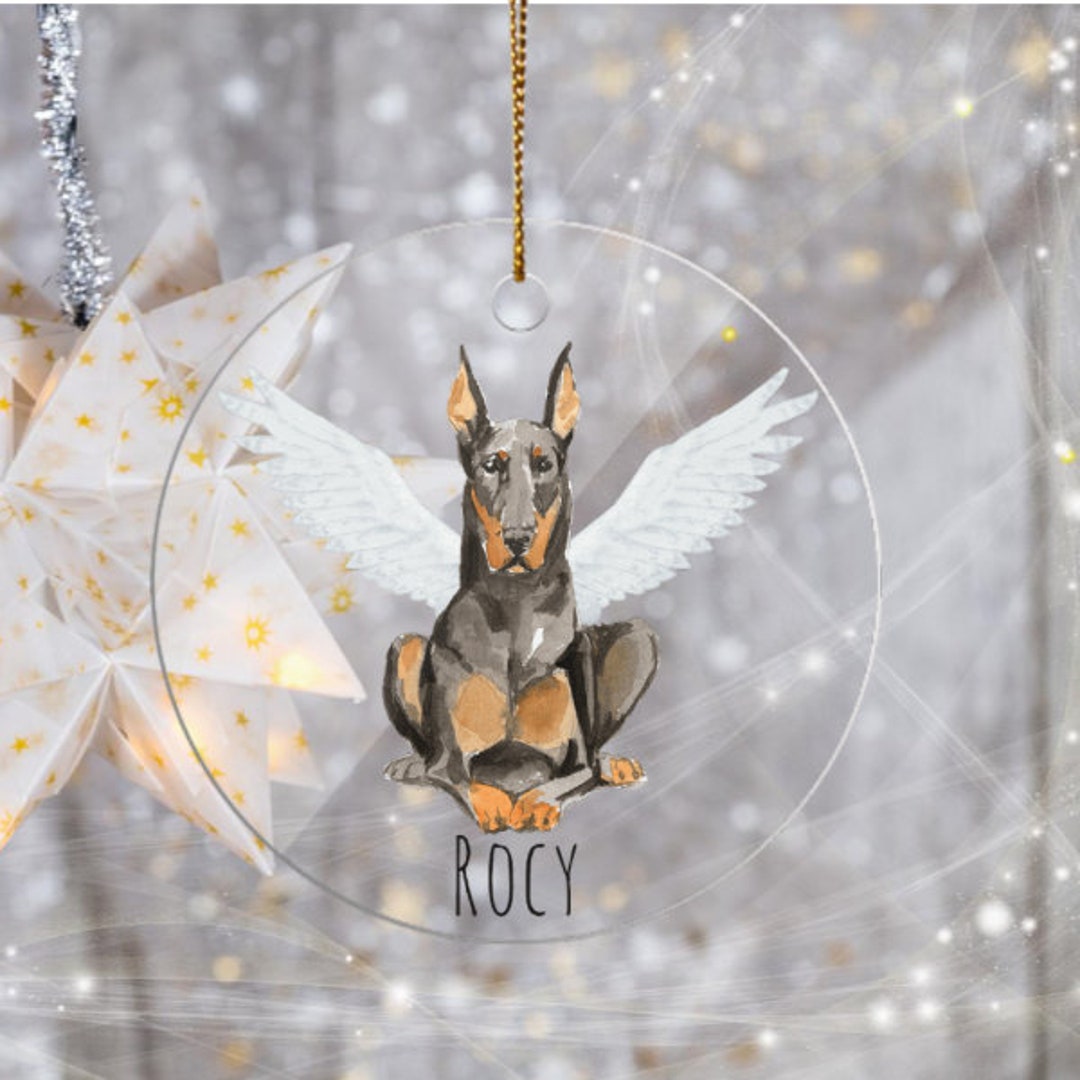 Doberman Pinscher Ornaments With Angel Wings Dobie Memorial Plaque ...