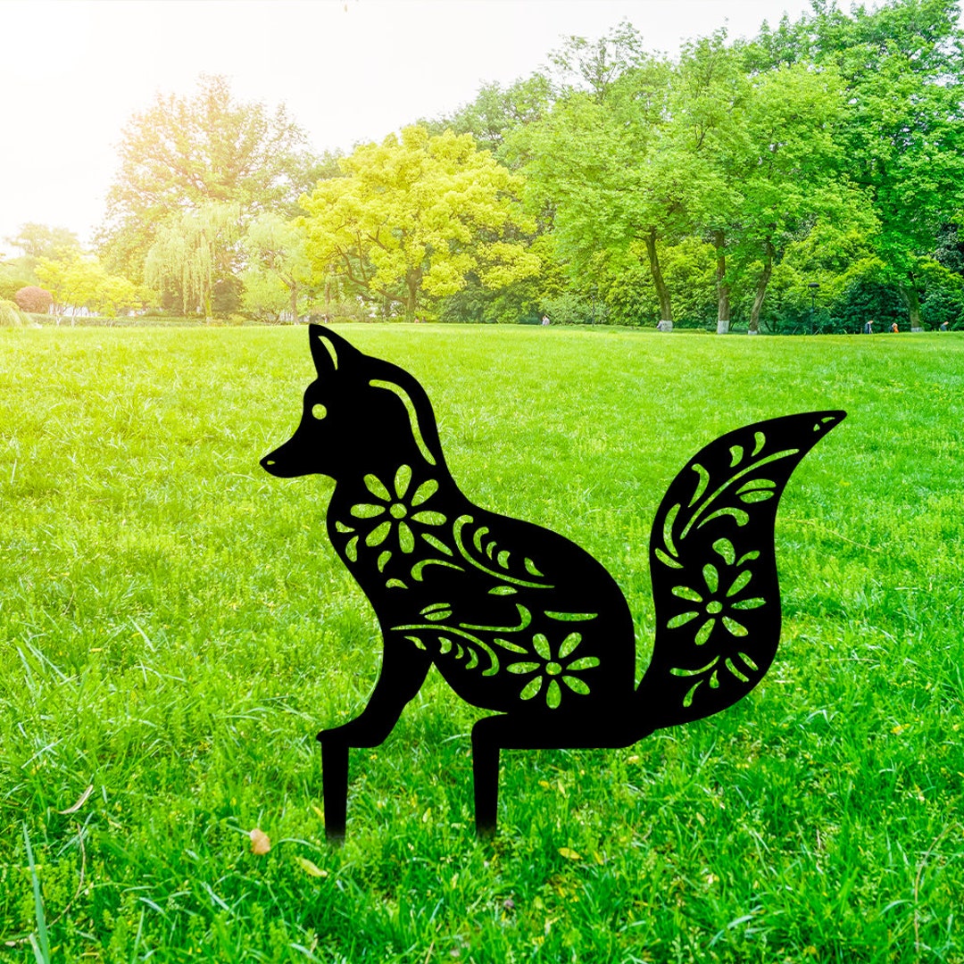 Sneaky Fox Metal Yard Art Sitting Fox Garden Signs Froal Fox - Etsy