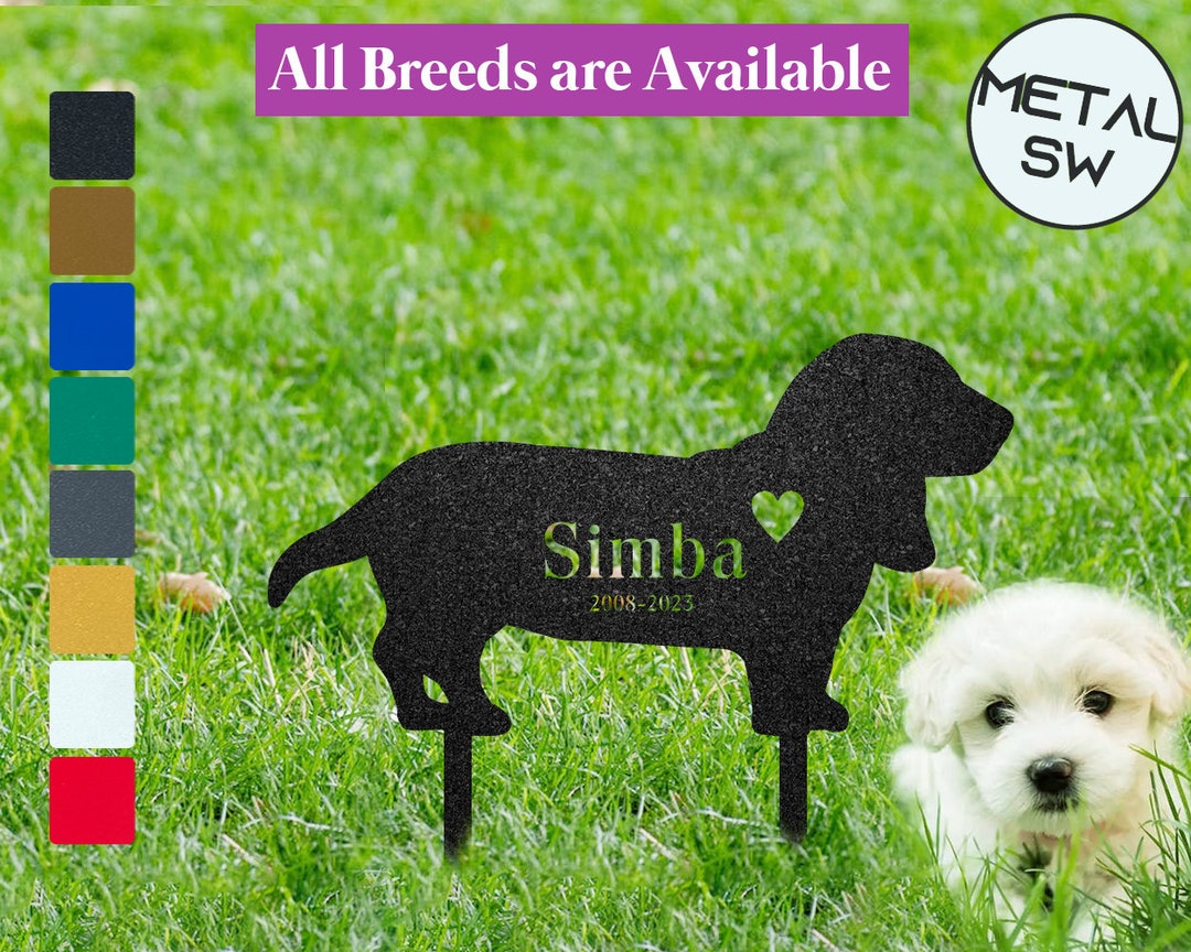 Metal Basset Hound Memorial Stakes, Basset Grave Marker Garden Stakes, Dog Headstone ...