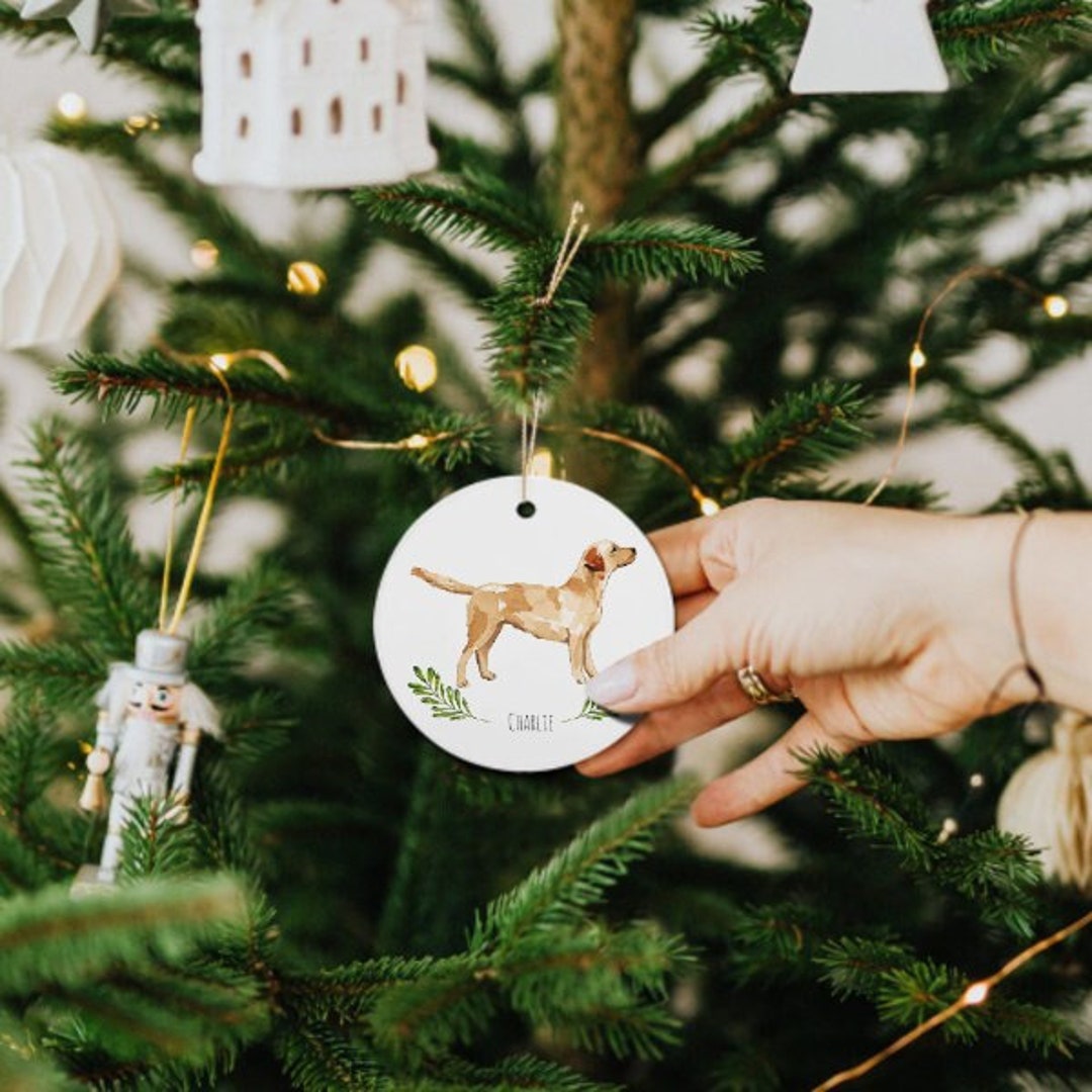 Custom Yellow Lab Christmas Ornament, Personalized With Dog's Name ...