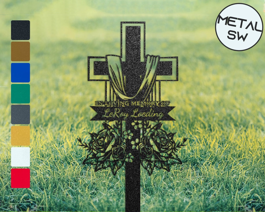 Personalized Grave Marker Cross Sign Plaque in Loving Memory of Our ...