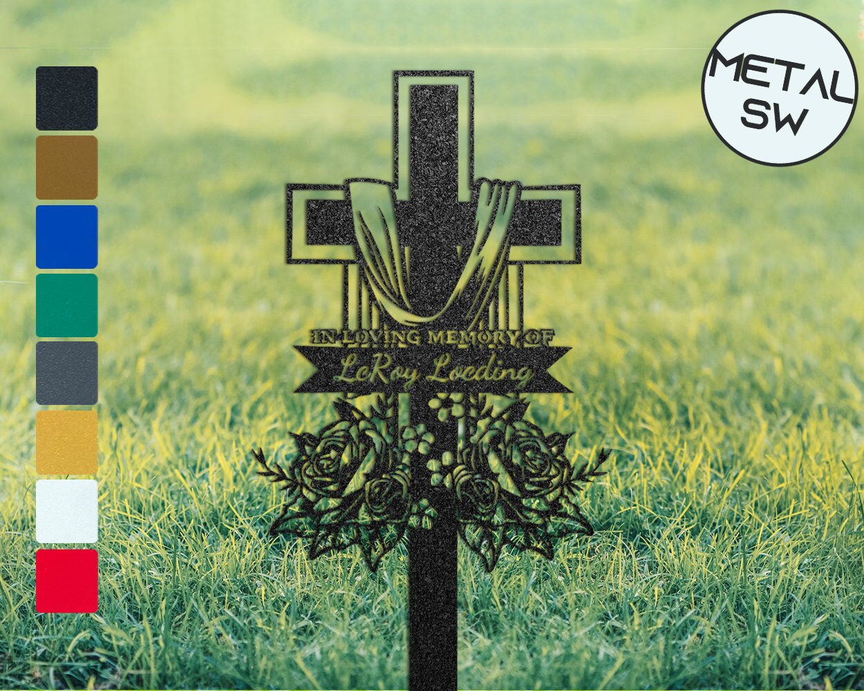 Personalized Grave Marker Cross Sign Plaque in Loving Memory of Our ...