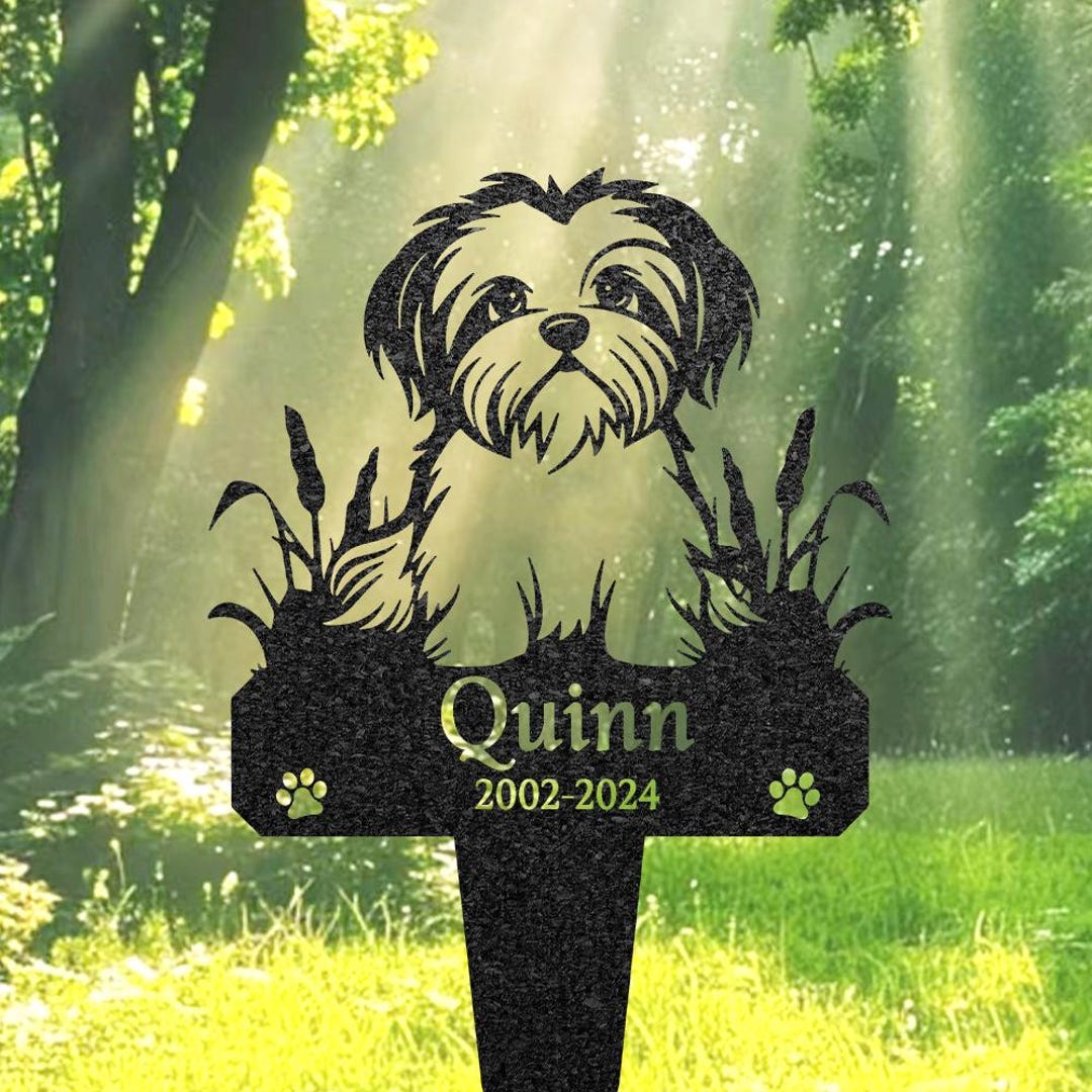 Custom Maltese Dog Memorial Grave Marker, Pet Plaque Burial Stake ...