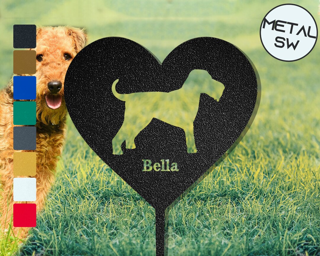 Metal Airedale Terrier Sign, Airedale Terrier Garden Stakes, Dog ...