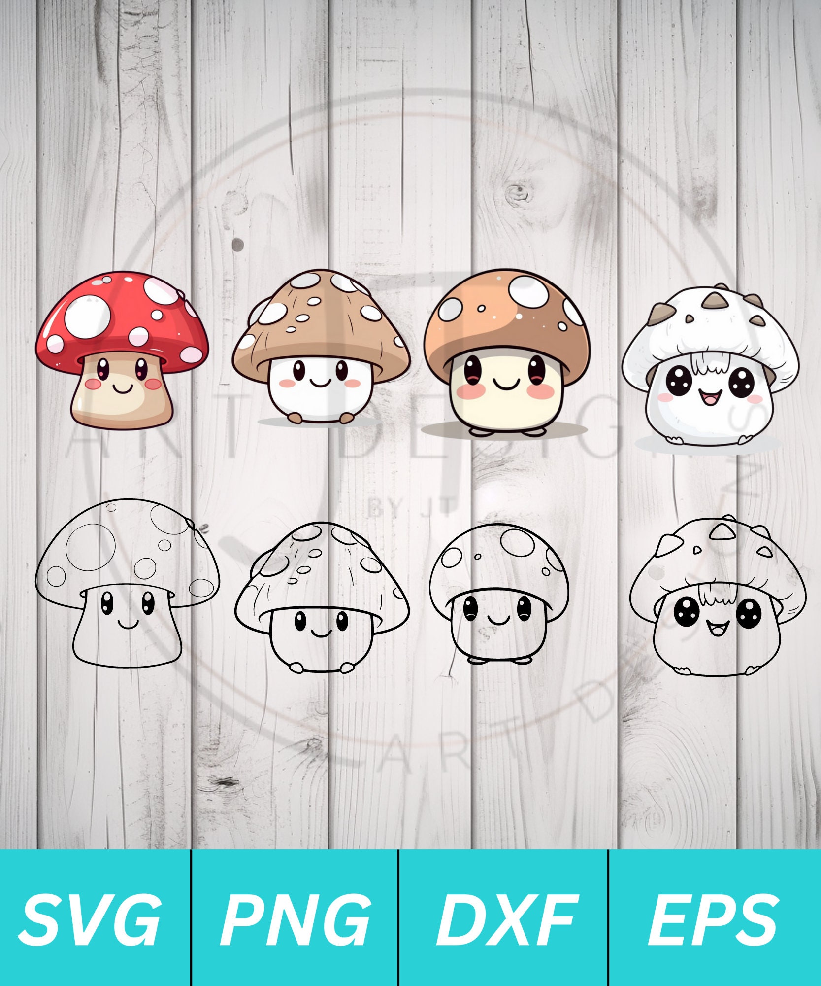 Cute Mushroom Clipart Bundle SVG PNG DXF Eps - Etsy