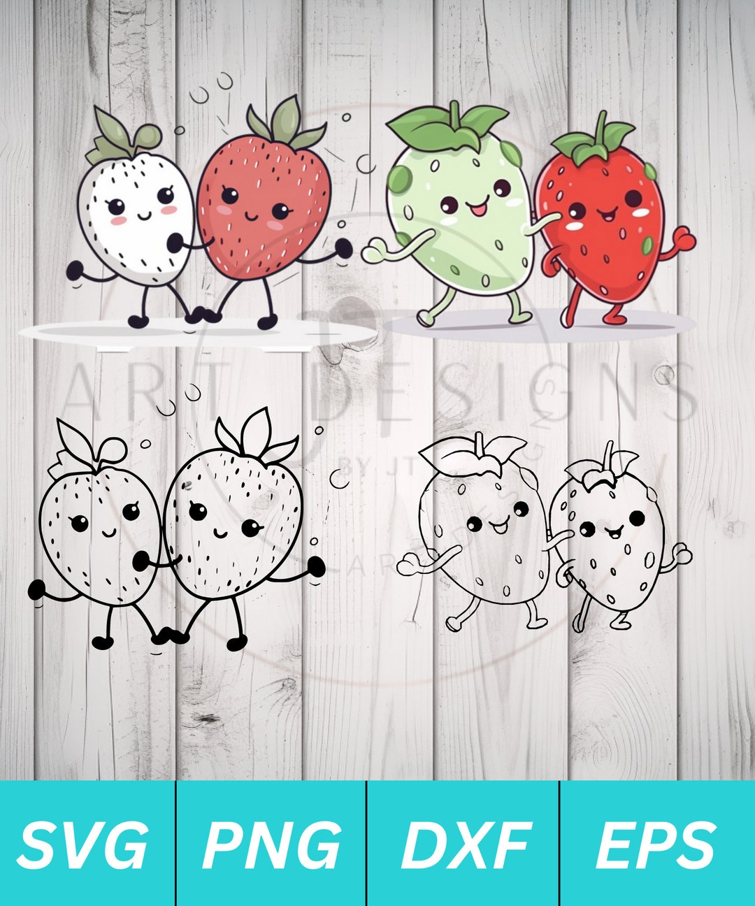 Dancing Strawberries Clipart Bundle for Cricut SVG PNG DXF Eps - Etsy