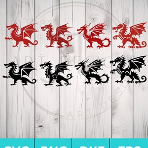 Welsh Dragon SVG Bundle - for Cricut Silhouette Etc. - SVG PNG Dxf Eps ...