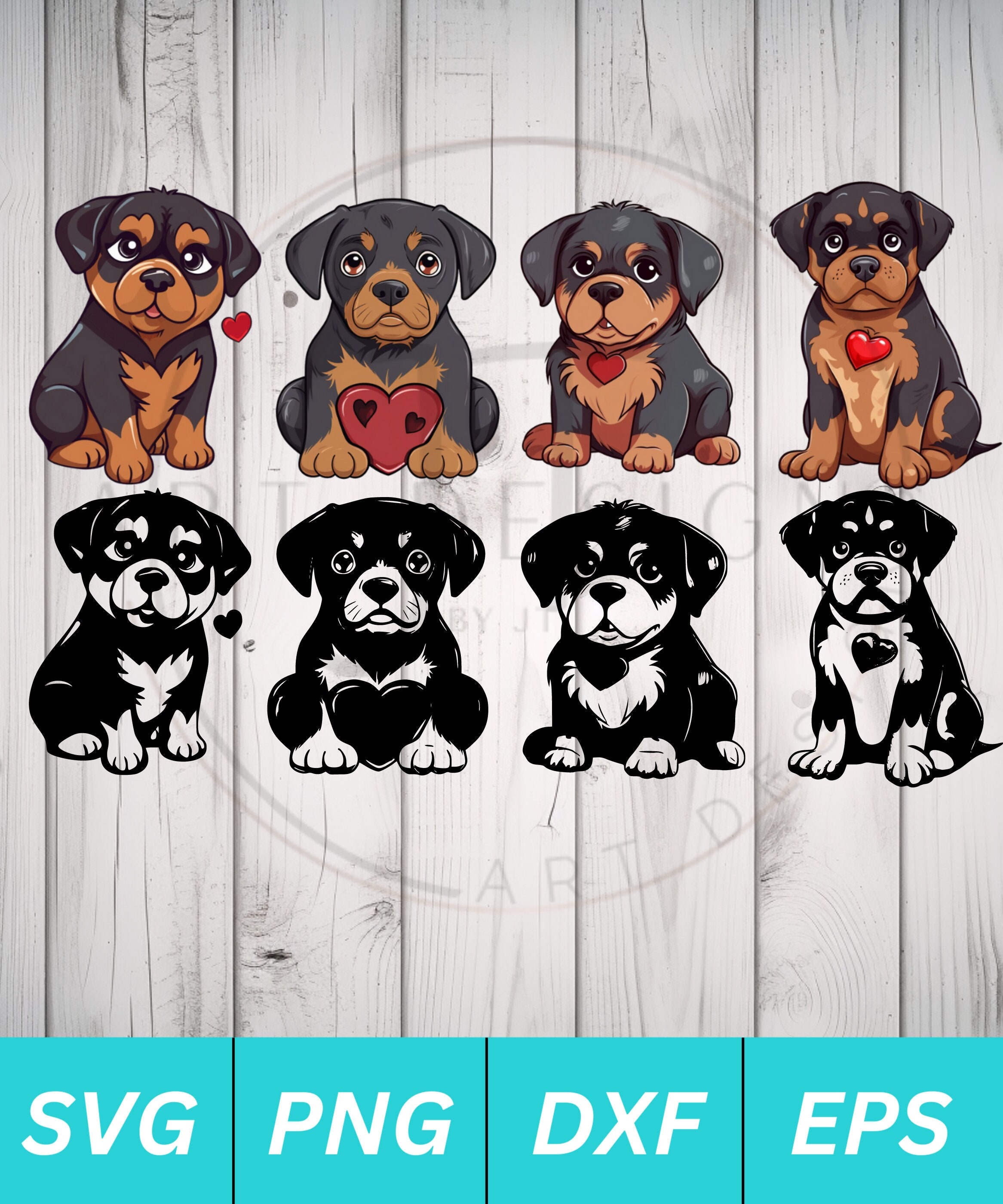 Rottweiler Heart SVG Bundle Rottweiler Puppy Clipart Bundle for Cricut ...