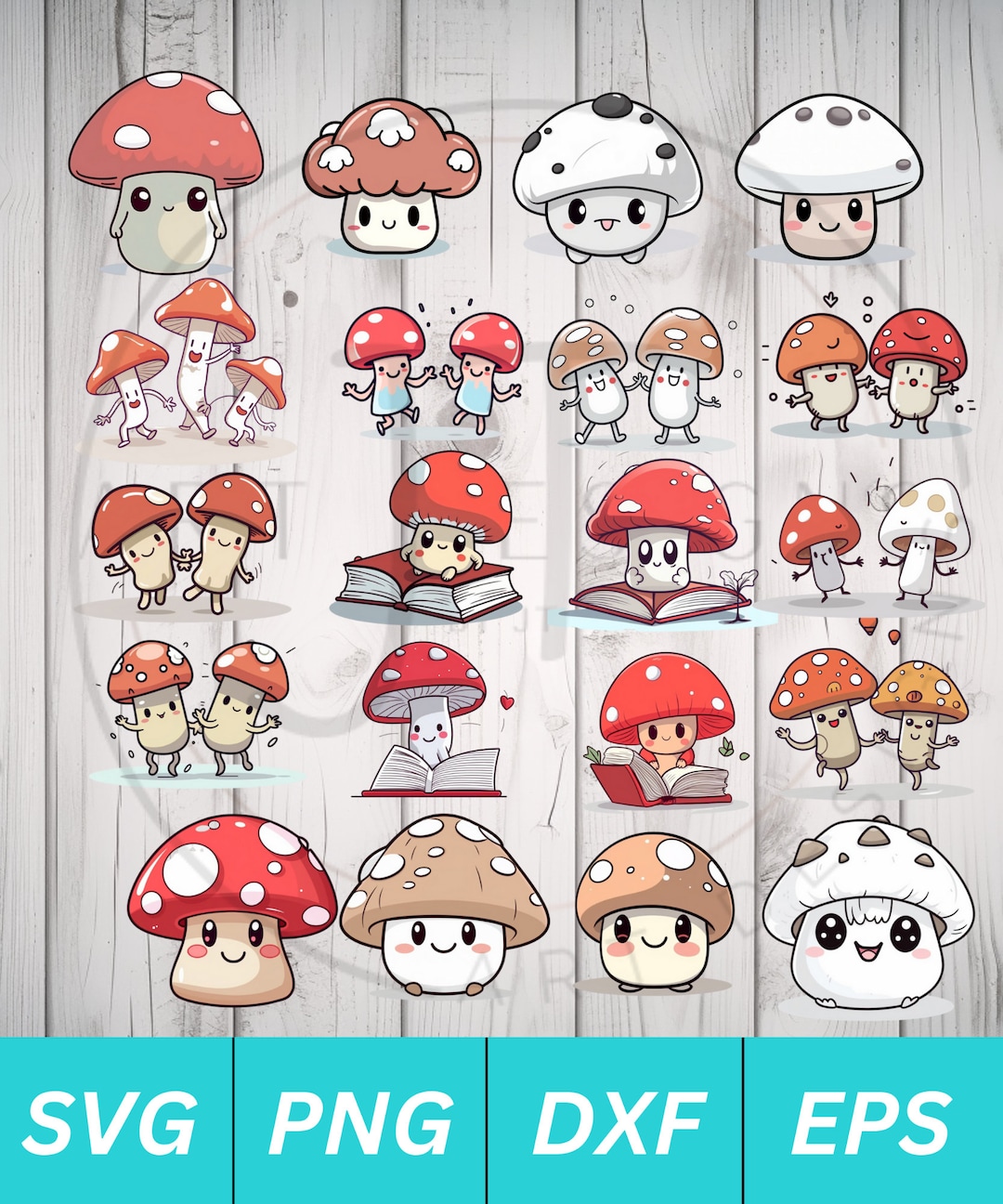 Mushroom SVG Clipart Bundle - Svg Png Dxf Eps for Cricut Silhouette Etc ...