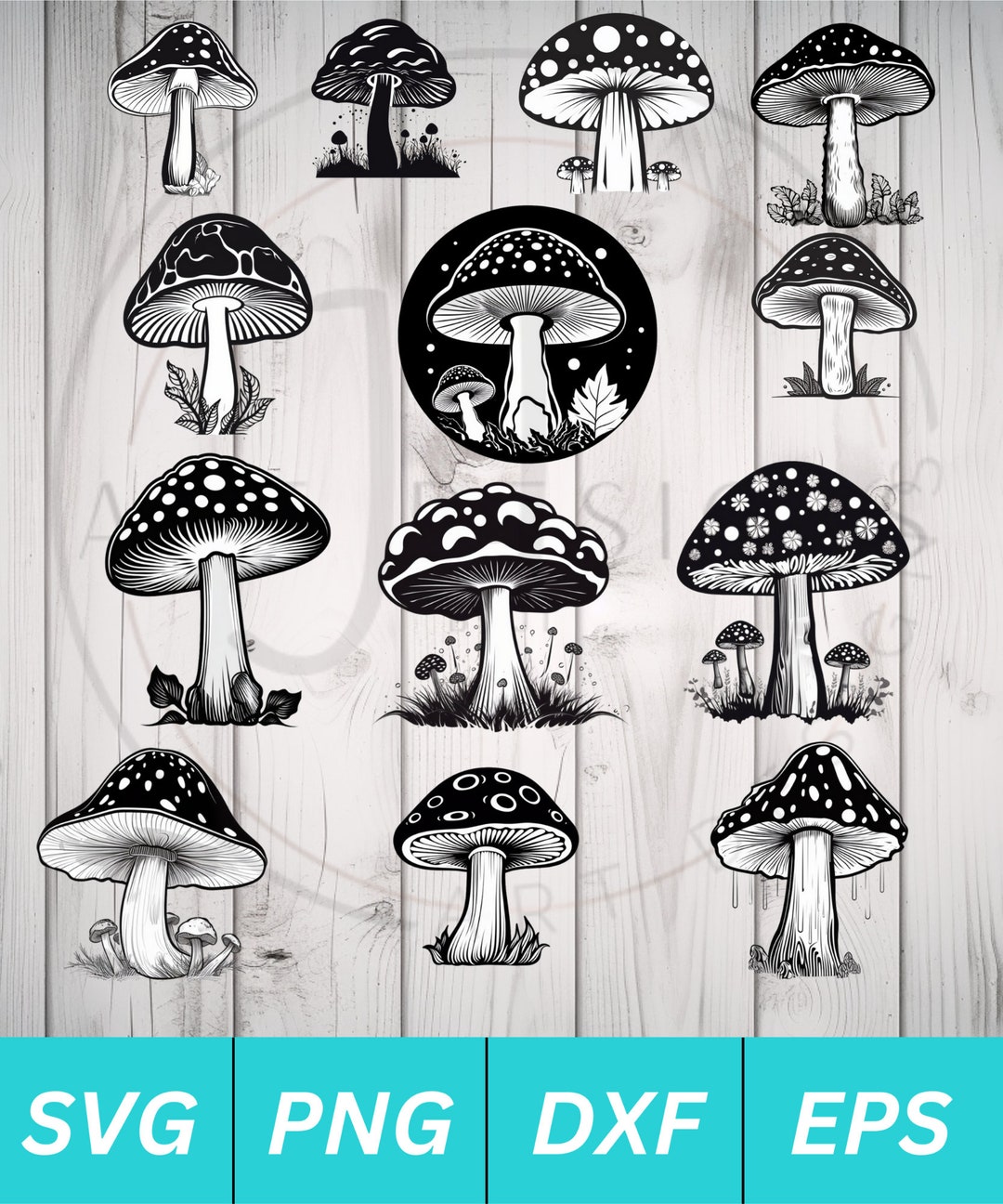 Mushroom Clipart Bundle - SVG PNG DXF Eps for Cricut and Silhouette Etc ...