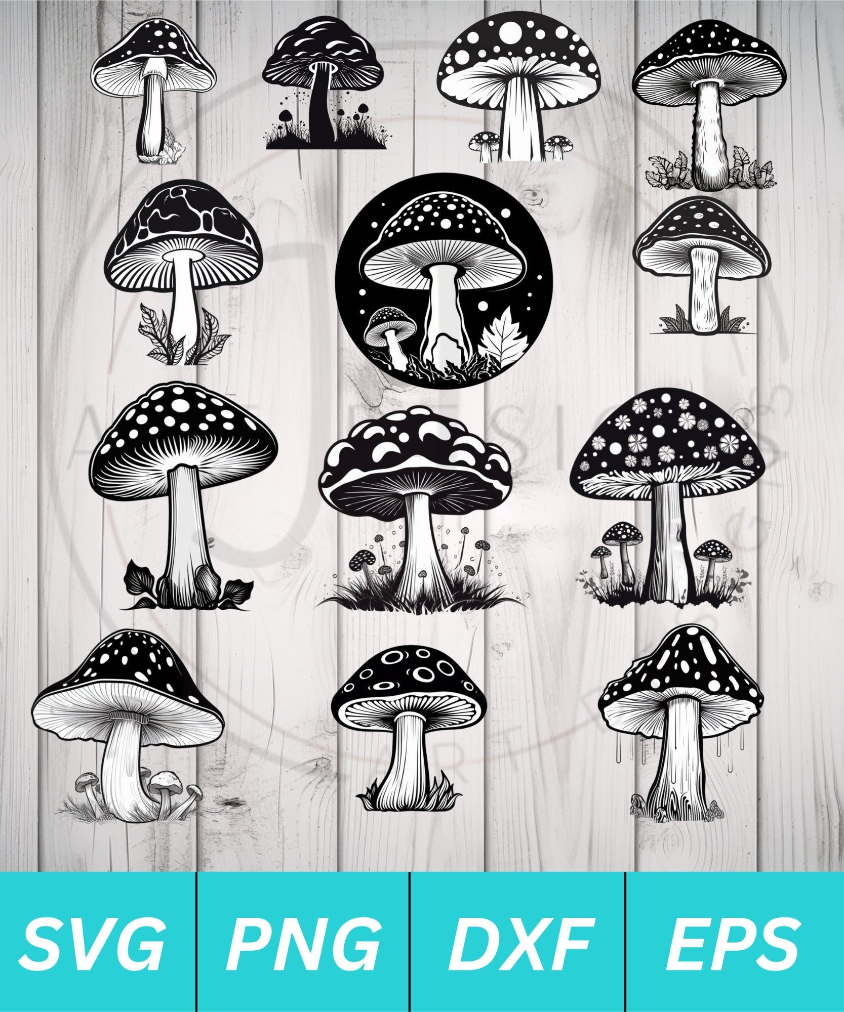 Mushroom Clipart Bundle - SVG PNG DXF Eps for Cricut and Silhouette Etc ...