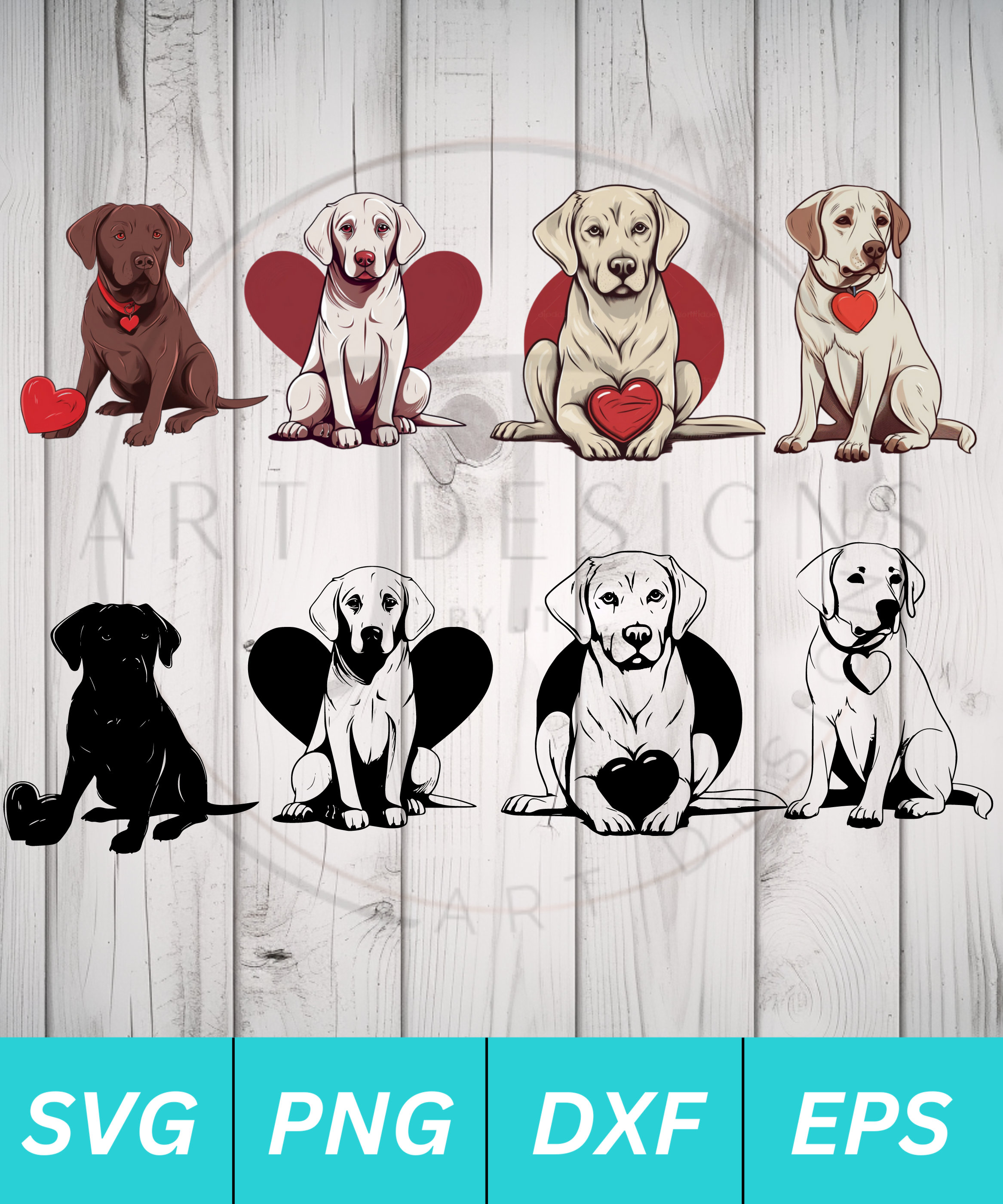 Labrador Retriever Heart SVG Bundle - Labrador Retriever Puppy Clipart ...