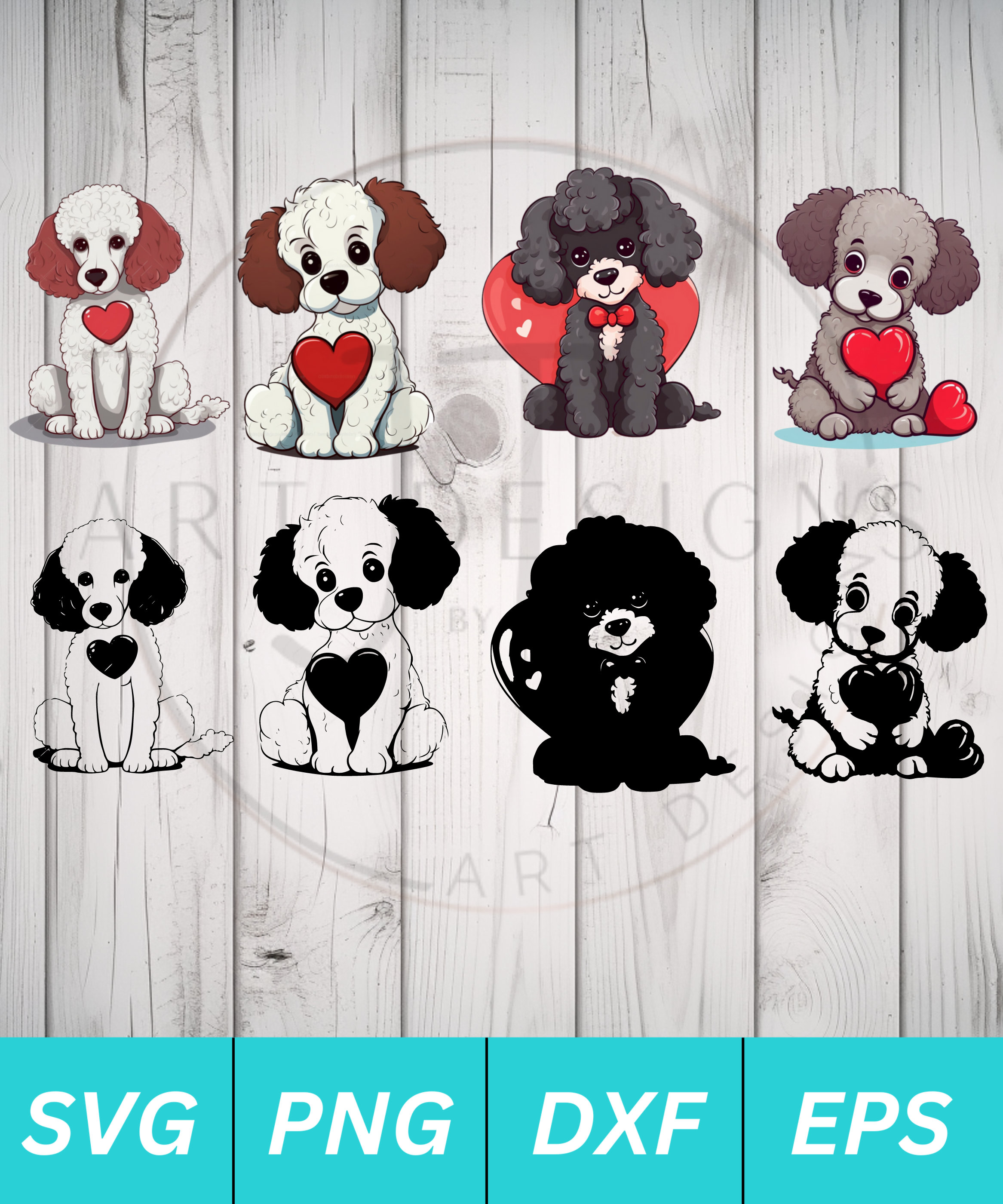 Poodle Heart SVG Bundle - Poodle Puppy Clipart Bundle for Cricut ...
