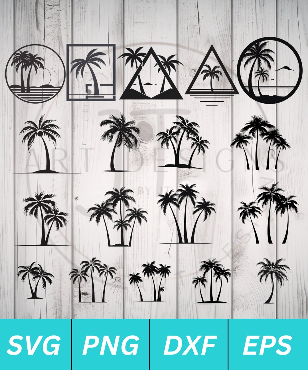 Palm Tree SVG Bundle for Cricut Silhouette Etc. SVG PNG Dxf Eps Files ...