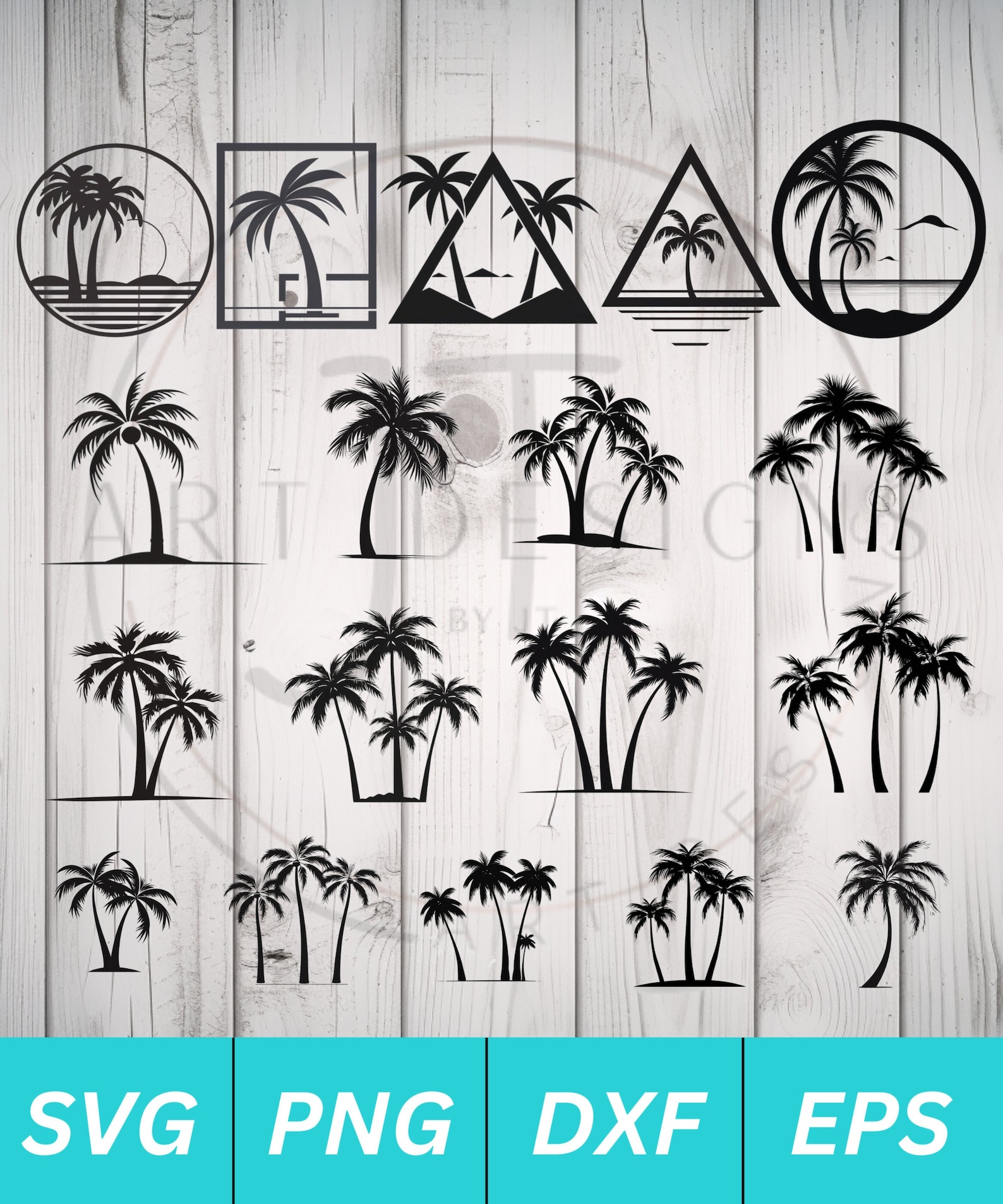 Palm Tree SVG Bundle for Cricut Silhouette Etc. SVG PNG Dxf Eps Files ...