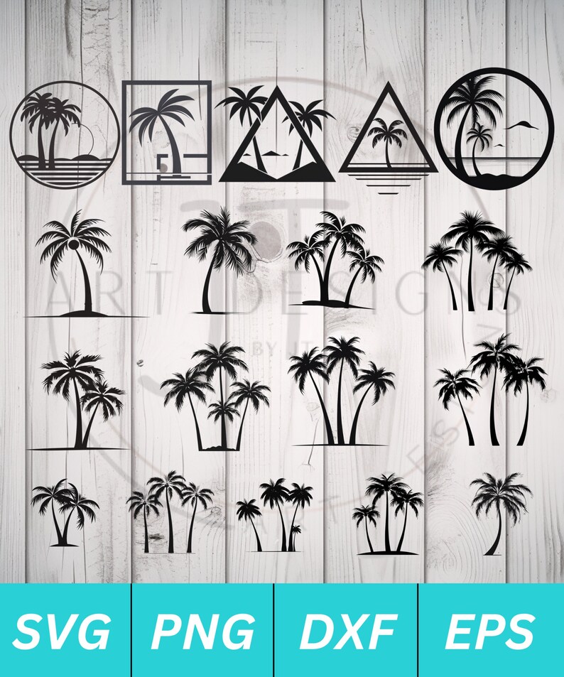 Palm Tree SVG Bundle for Cricut Silhouette Etc. SVG PNG Dxf Eps Files ...