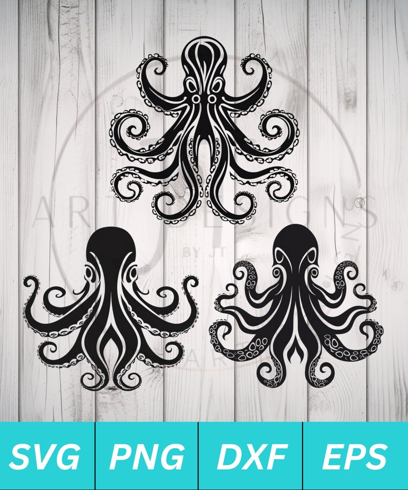 Octopus SVG for Cricut Silhouette Etc. SVG PNG Dxf Eps Files Included ...