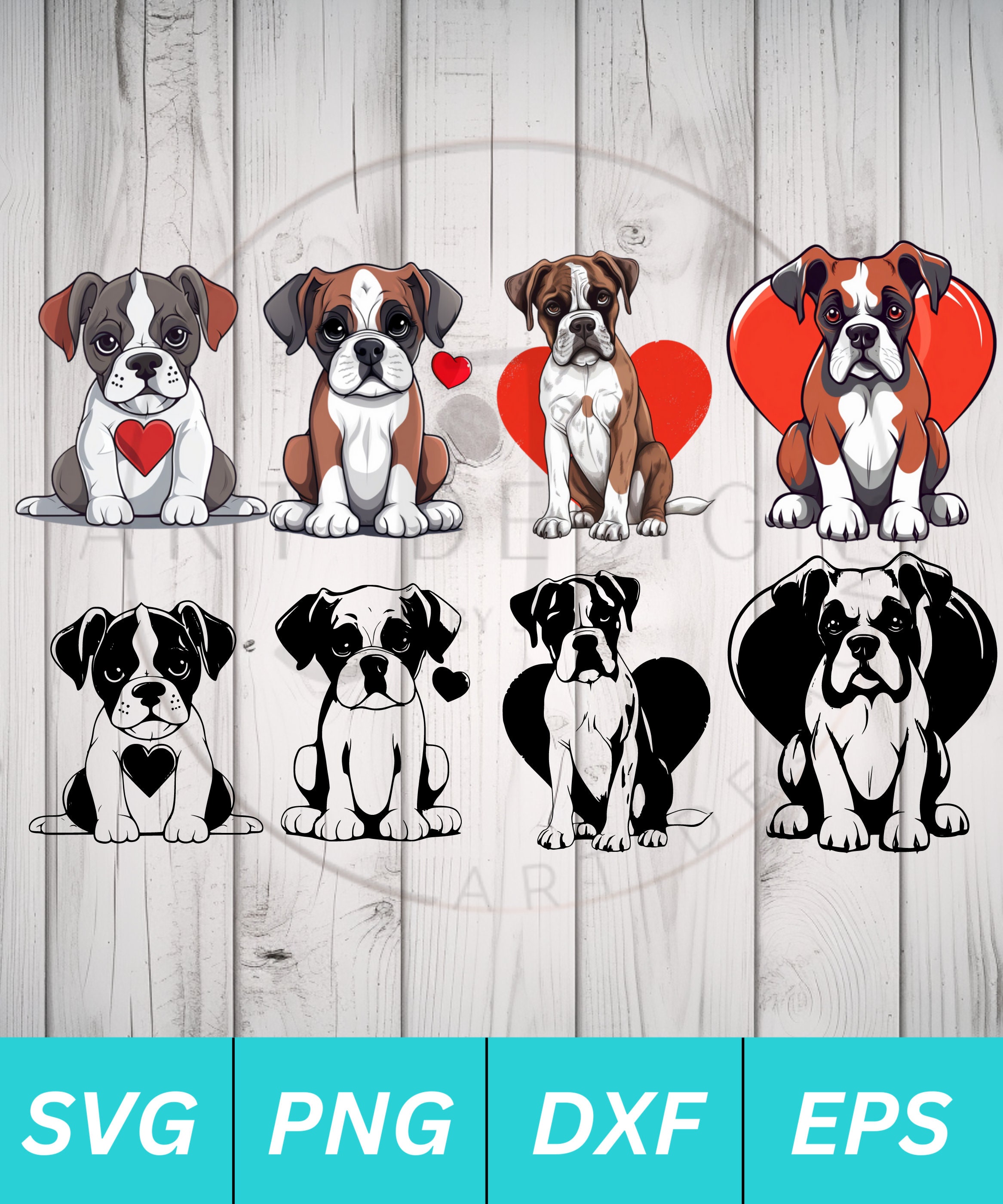 Boxer Heart SVG Bundle - Boxer Puppy Clipart Bundle for Cricut ...