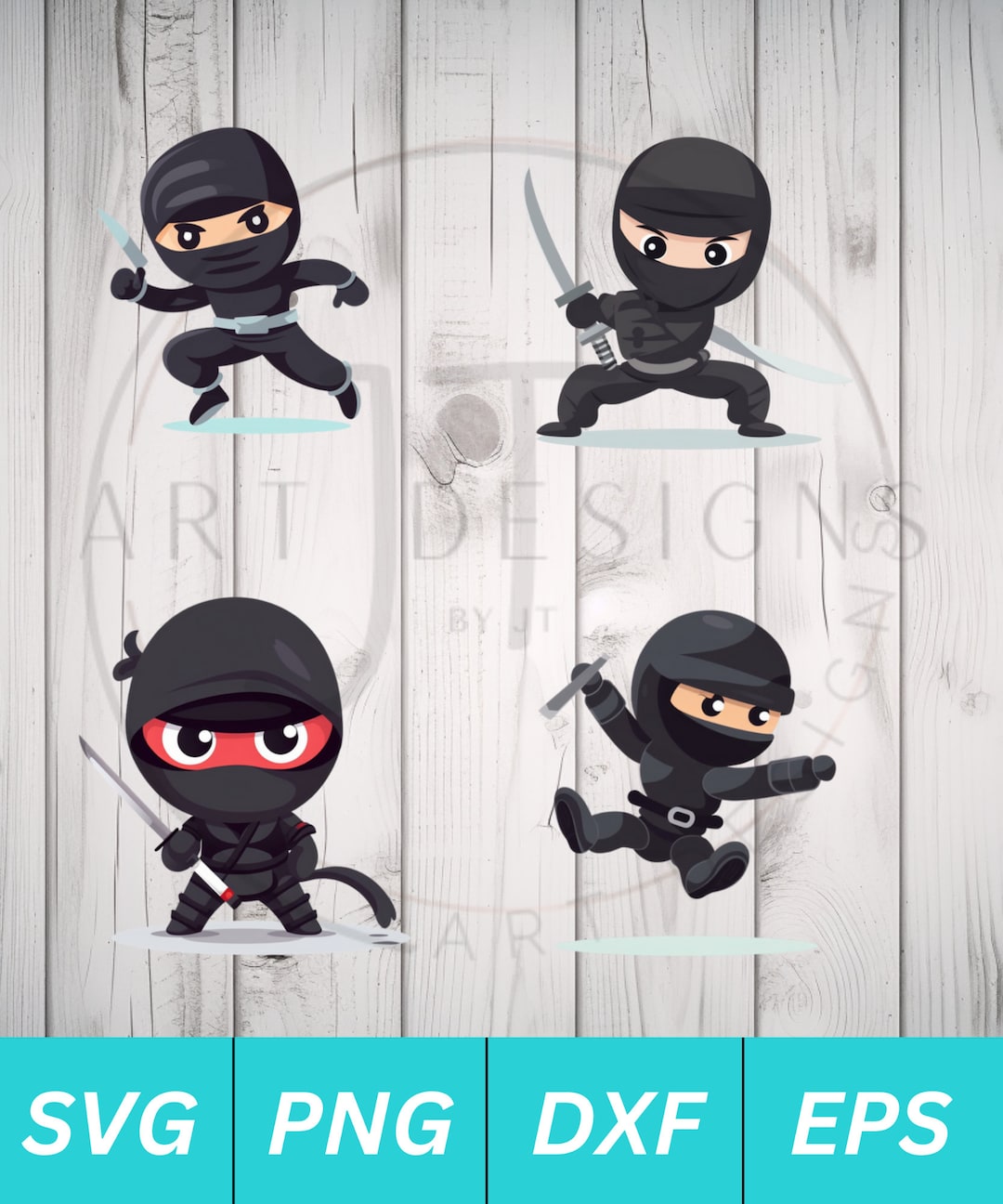 Ninja Clipart Bundle SVG PNG DXF Eps for Cricut - Etsy