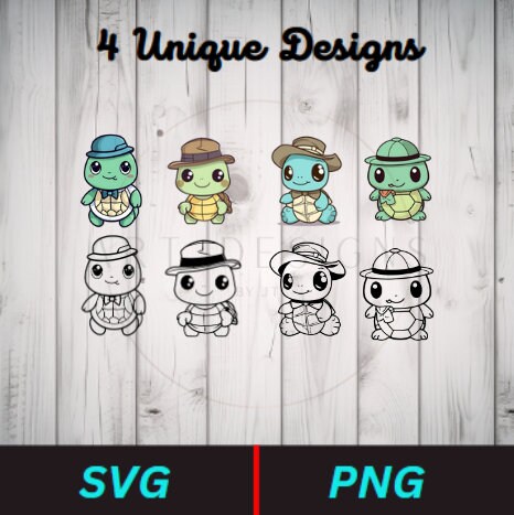 Cute Turtle SVG PNG Bundle - Etsy