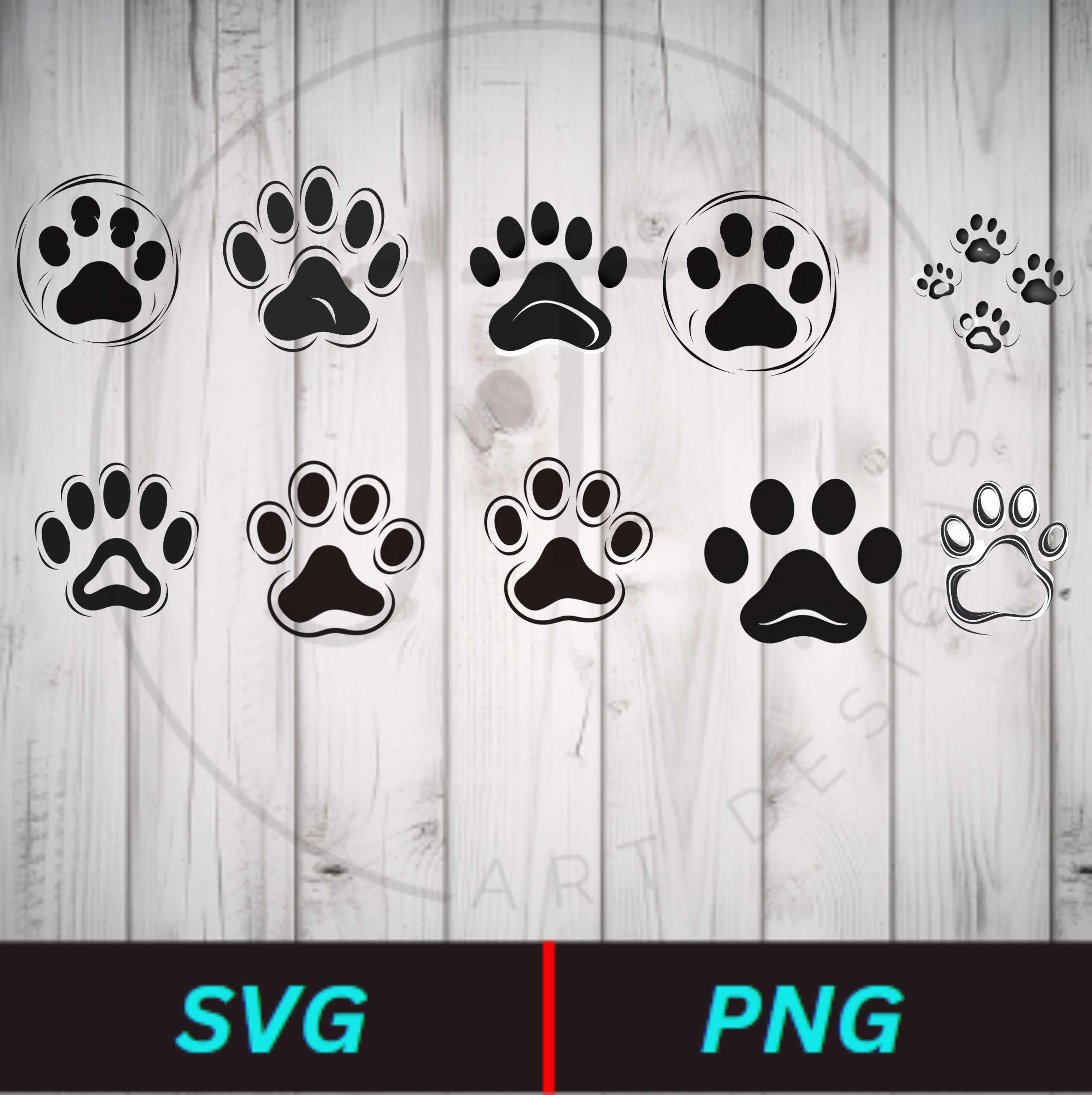 Paw Print SVG Bundle for Cricut Silhouette Etc. SVG PNG Dxf Eps Files ...