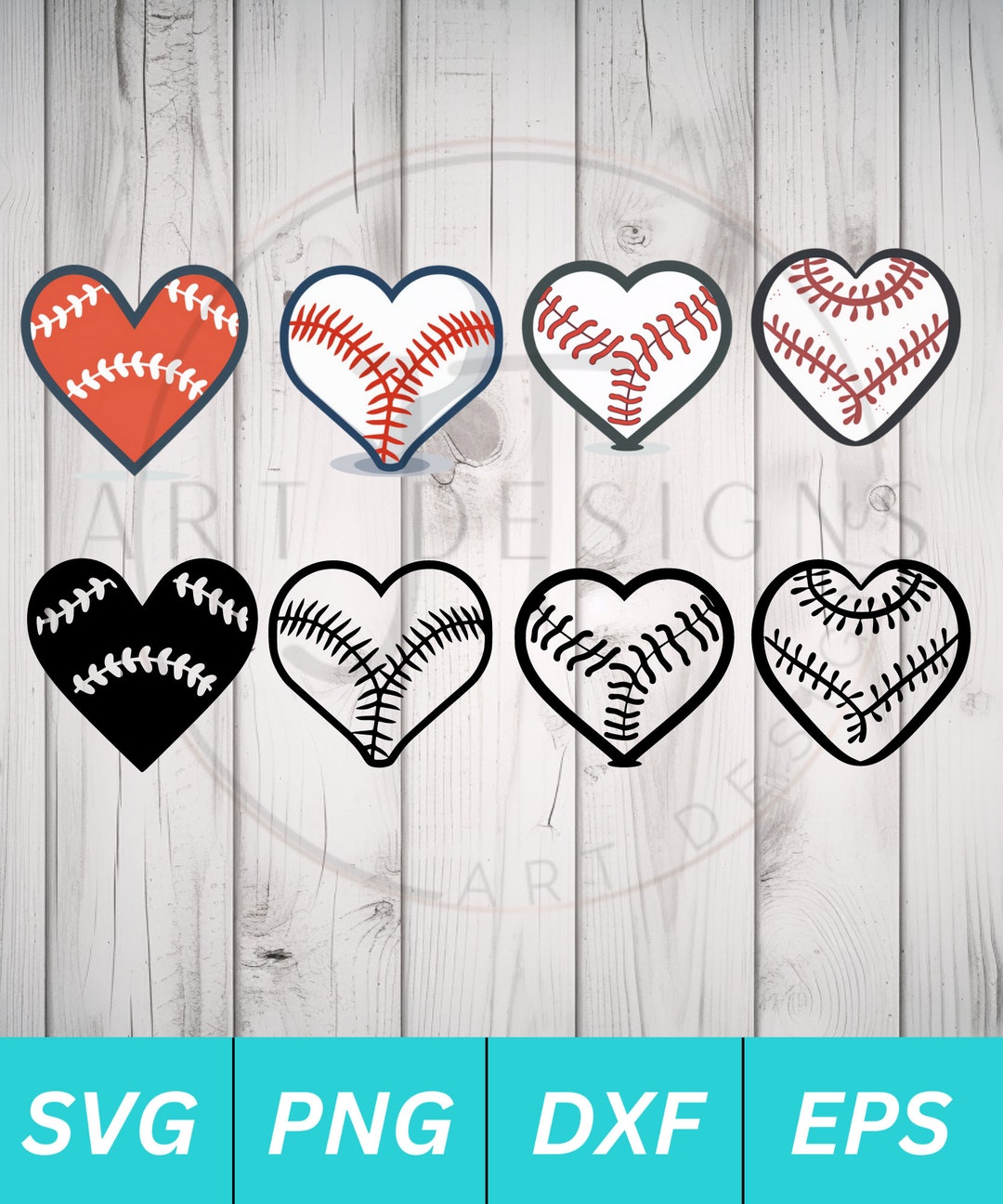 Baseball Heart Clipart Bundle - SVG PNG DXF Eps - for Cricut Cilhouette ...