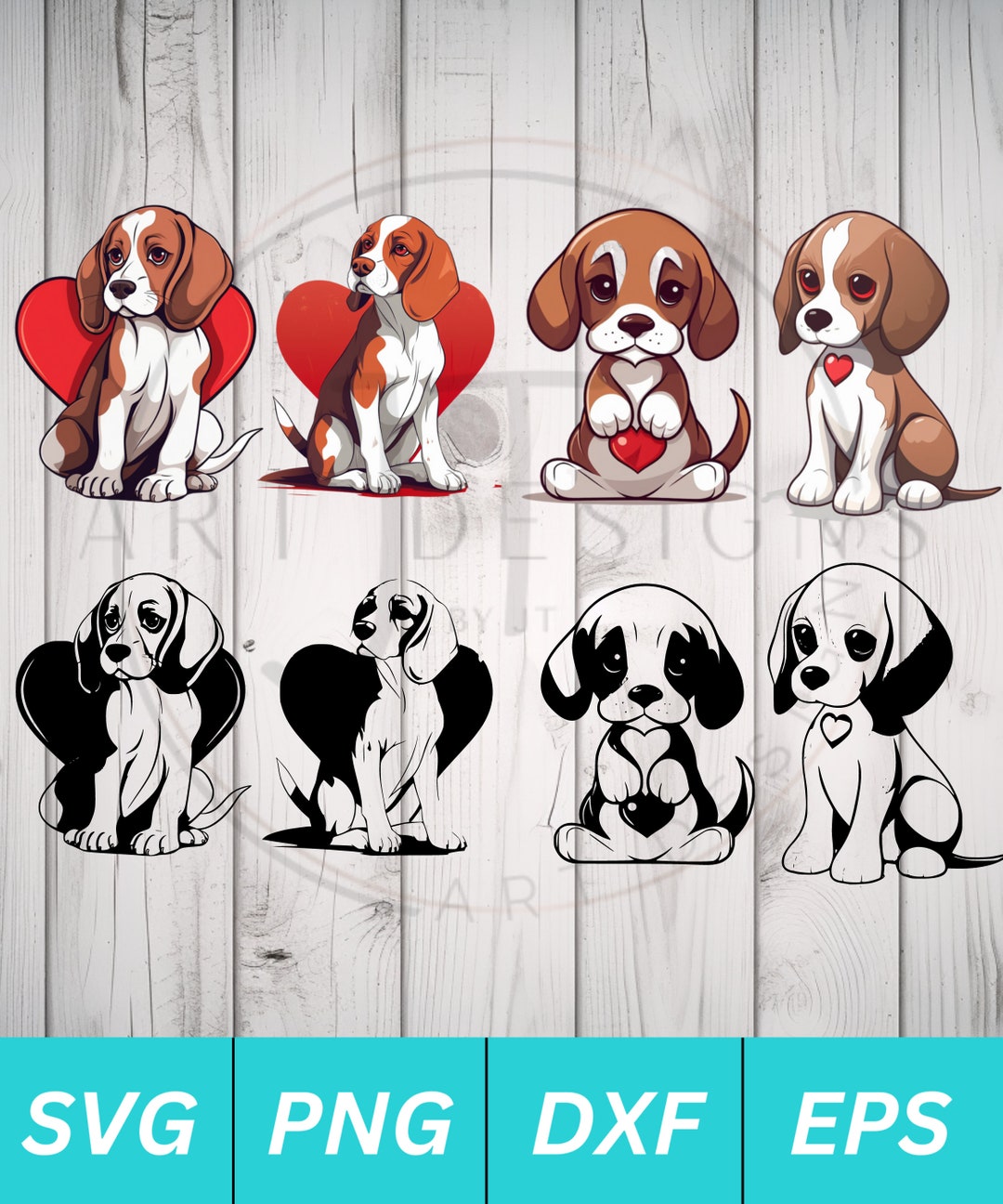 Beagle Heart SVG Bundle - Beagle Puppy Clipart Bundle for Cricut ...