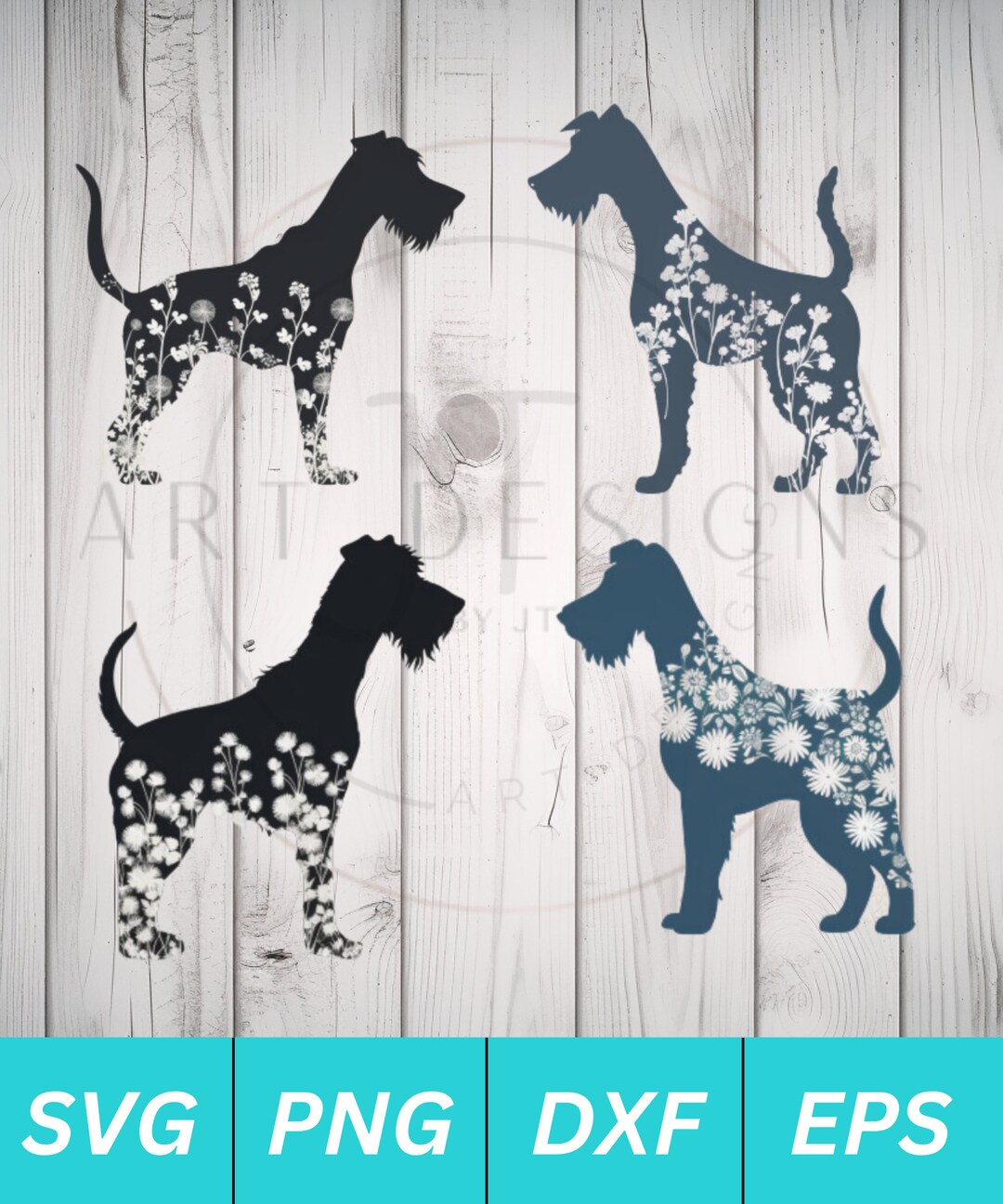 Floral Wirefox Terrier SVG Bundle for Cricut Silhouette Etc. - SVG PNG ...