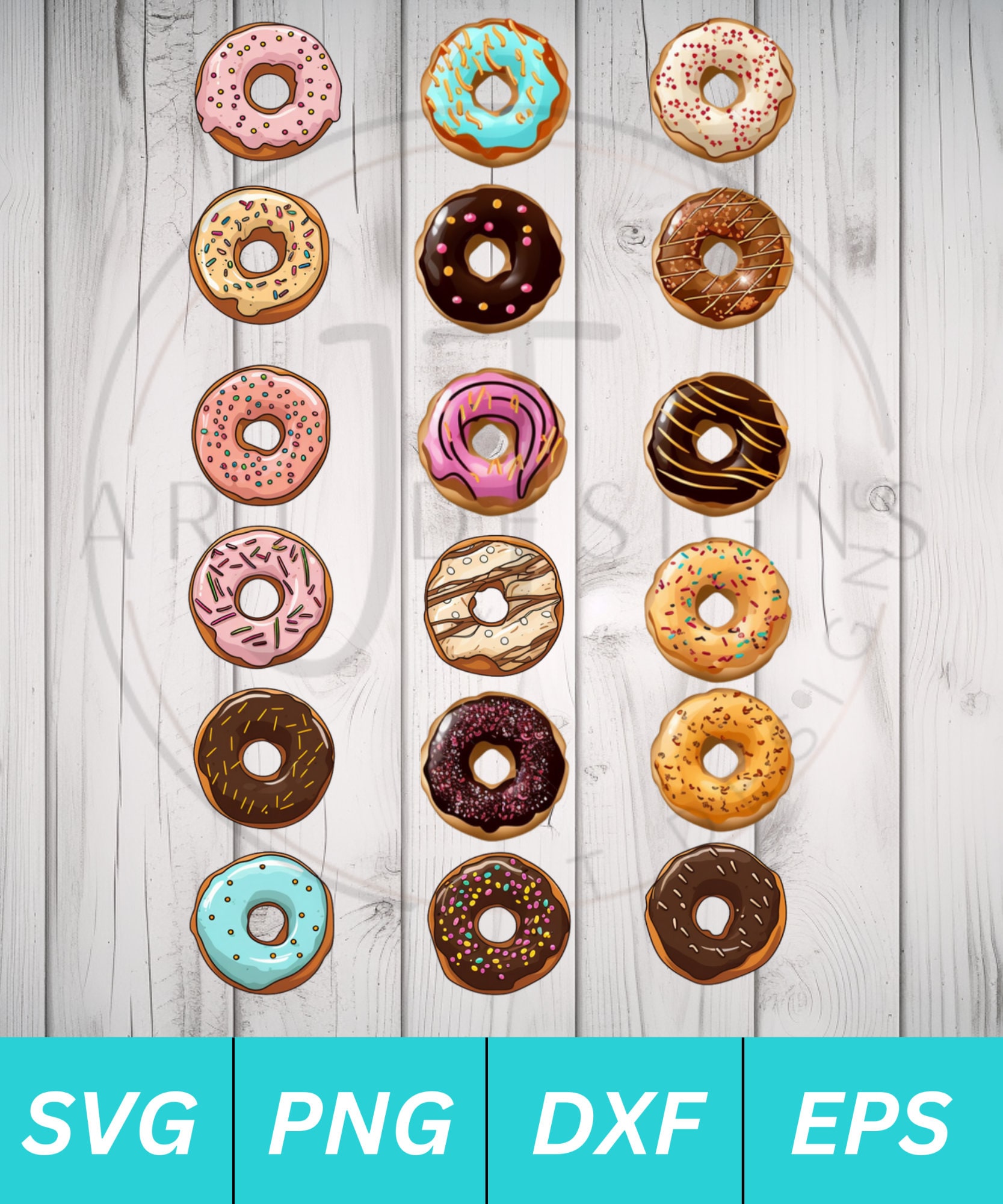 Donut Clipart Bundle - SVG PNG EPS Dxf - for Cricut Silhouette Etc. - Etsy