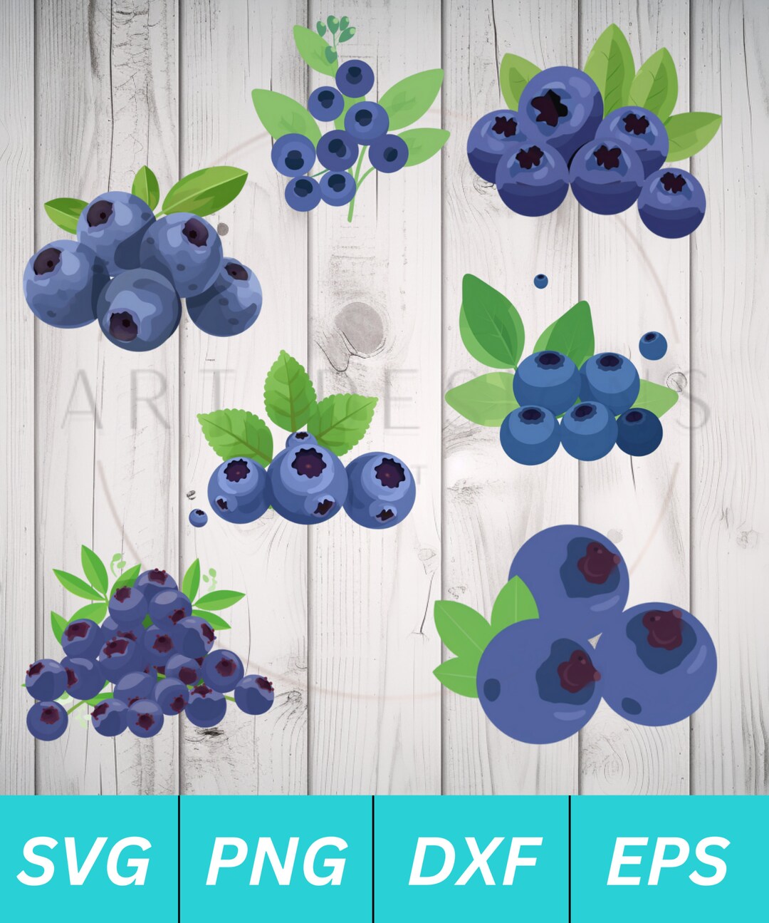 Blueberry Clipart Svg Png Dxf and Eps Bundle - Etsy