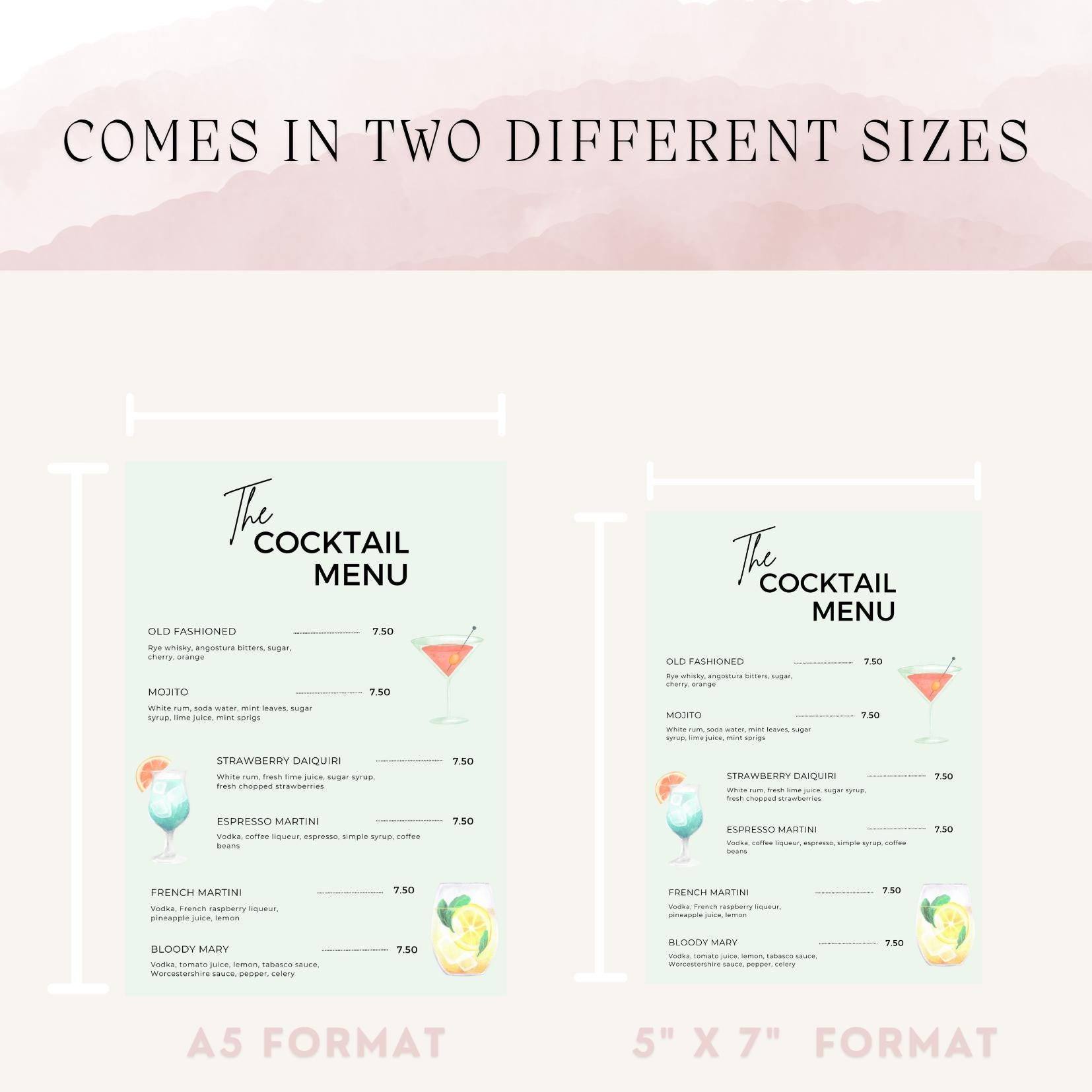 Cocktail Bar Menu, Editable Bar Menu Canva Template, Menu Template ...