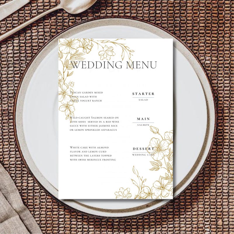 Gold Menu - Etsy