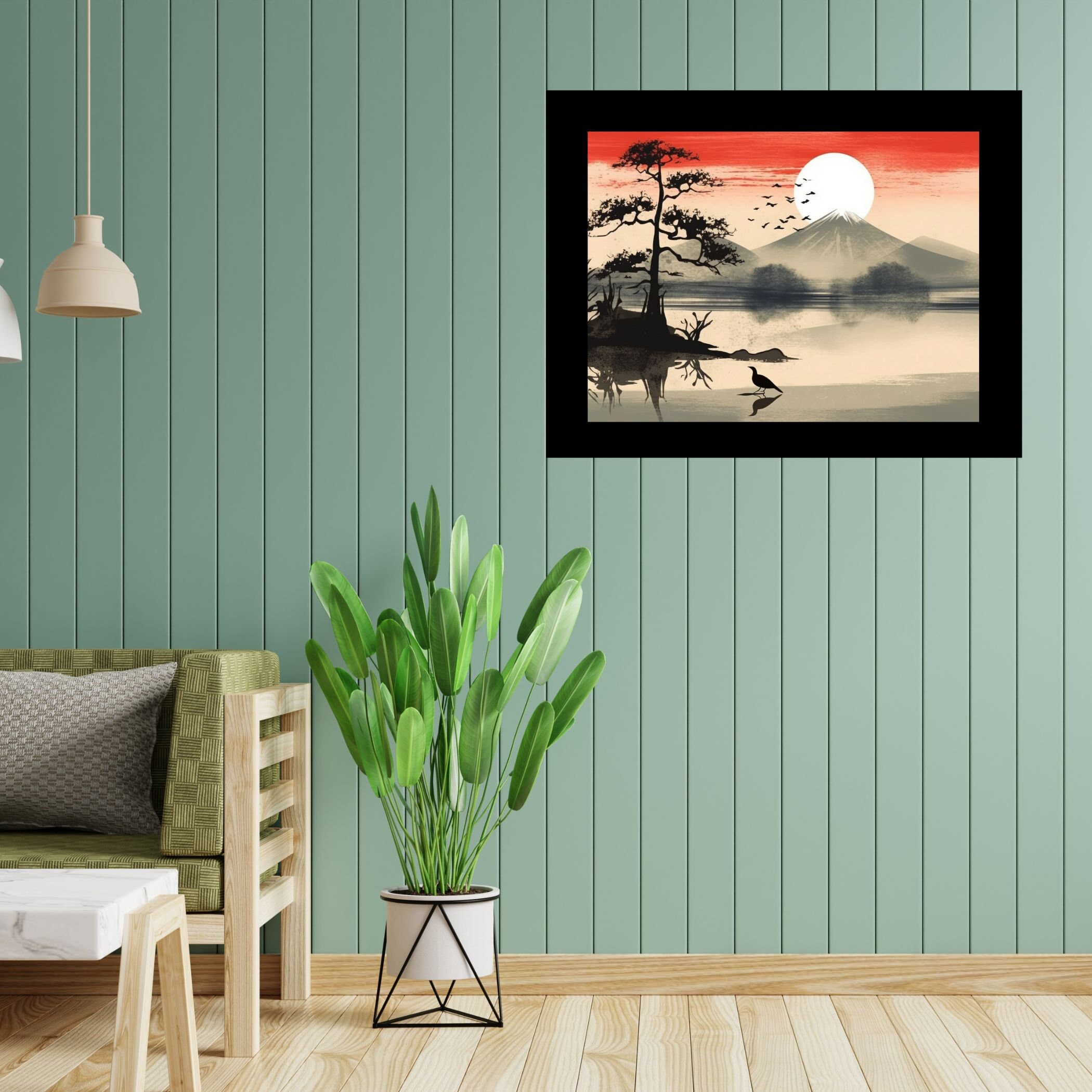 Modern Suibokuga Art Mt Fuji Japanese Brush Style Home - Etsy