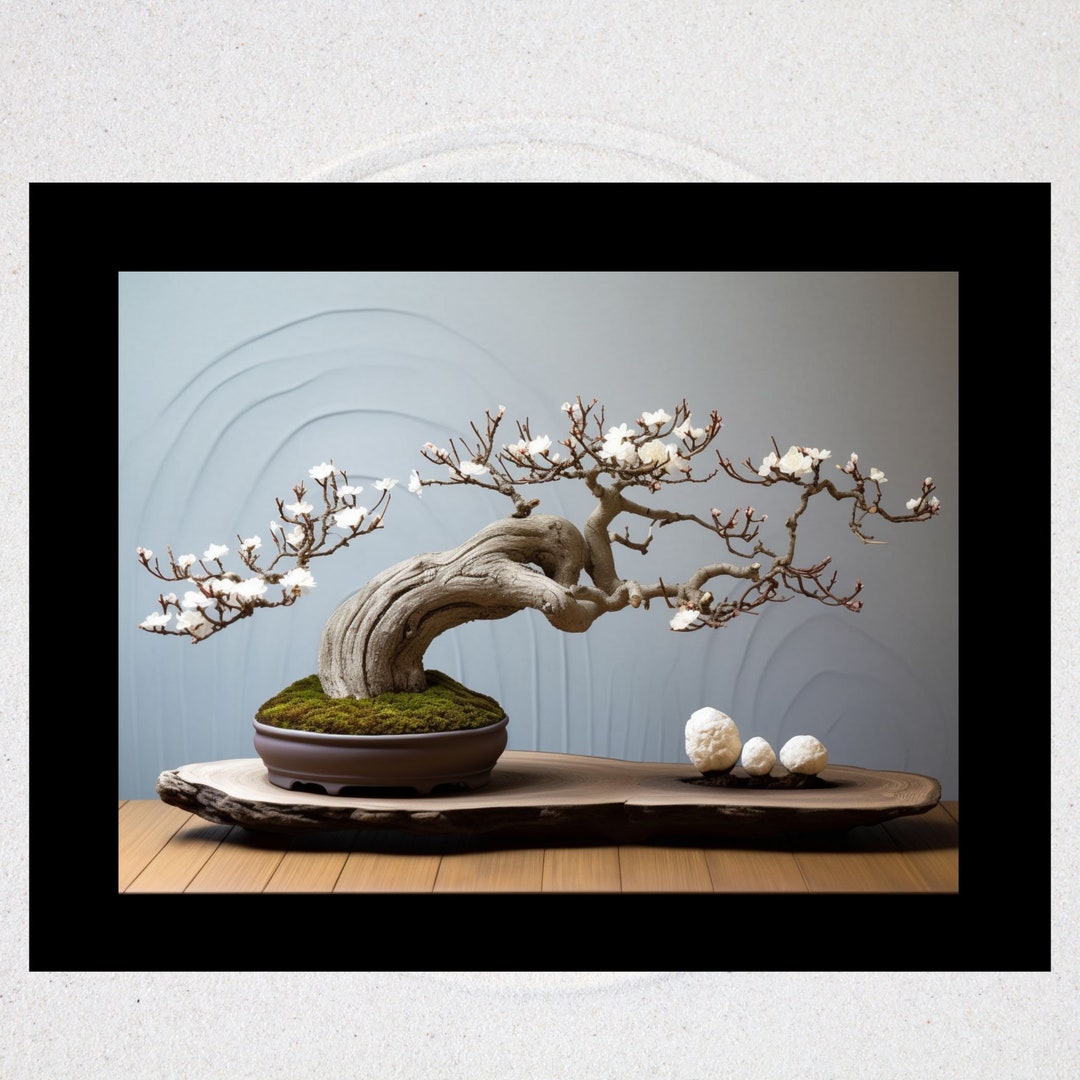 Modern Japanese Bonsai Art With Dark Background, Home Deco, Wall Art ...