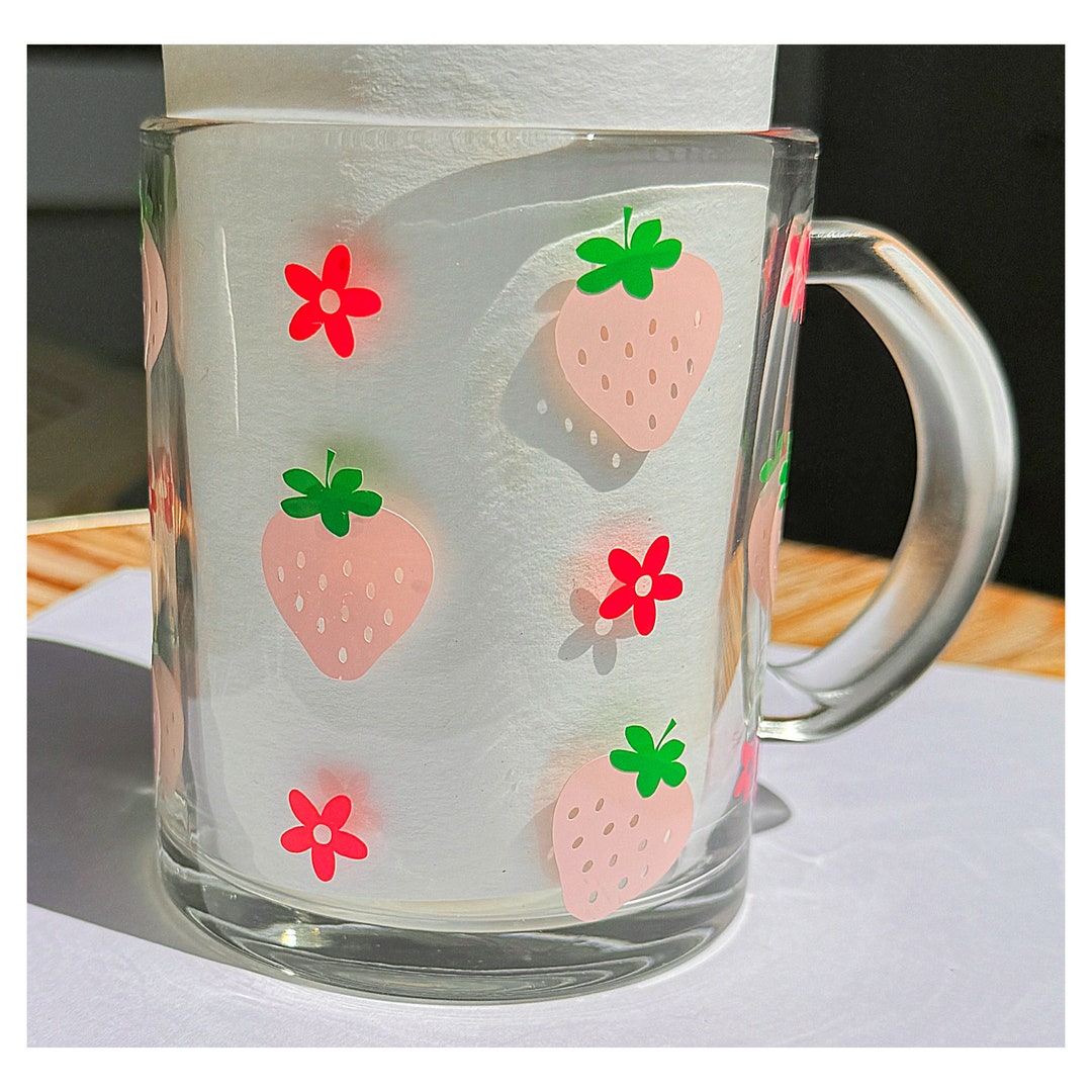 Pink Strawberry Glass Mug Etsy