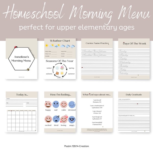Kindergarten Morning Menu - Etsy