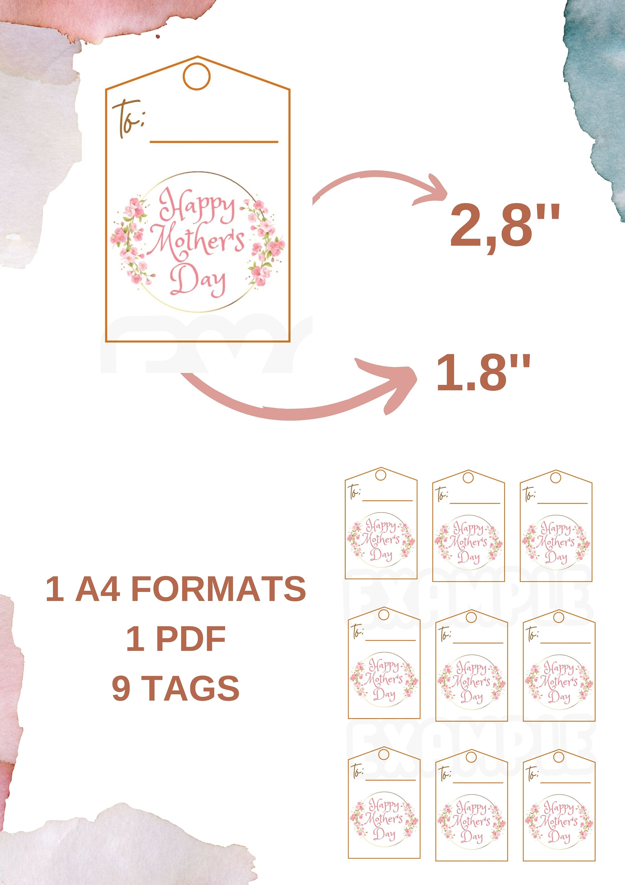 Mother's Day Gift Tags. Tags for Mom. Printable PDF. Instant Download ...