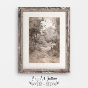 Rustic Country Farmhouse Sketch Wall Art Neutral Tones | Simple Antique ...