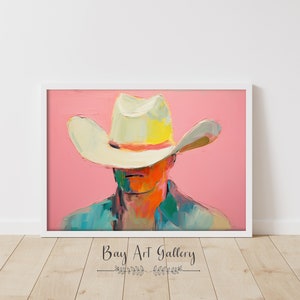 Cowboy Portrait Art | Preppy Western Art | Eclectic Apartment Wall Art ...