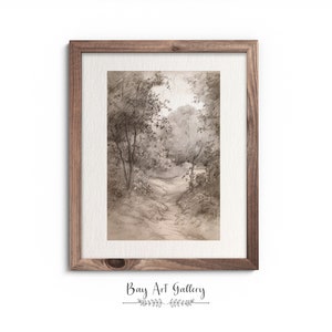 Rustic Country Farmhouse Sketch Wall Art Neutral Tones | Simple Antique ...