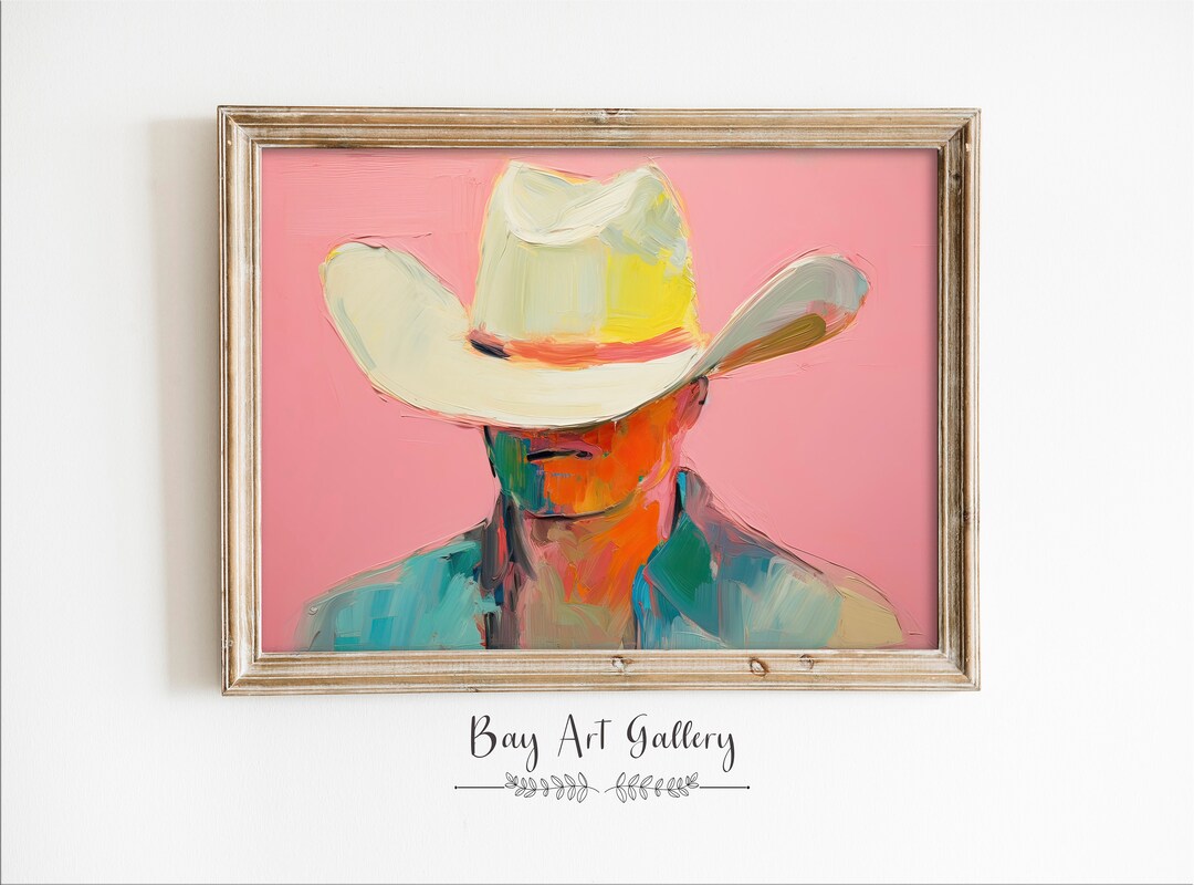 Cowboy Portrait Art | Preppy Western Art | Eclectic Apartment Wall Art ...
