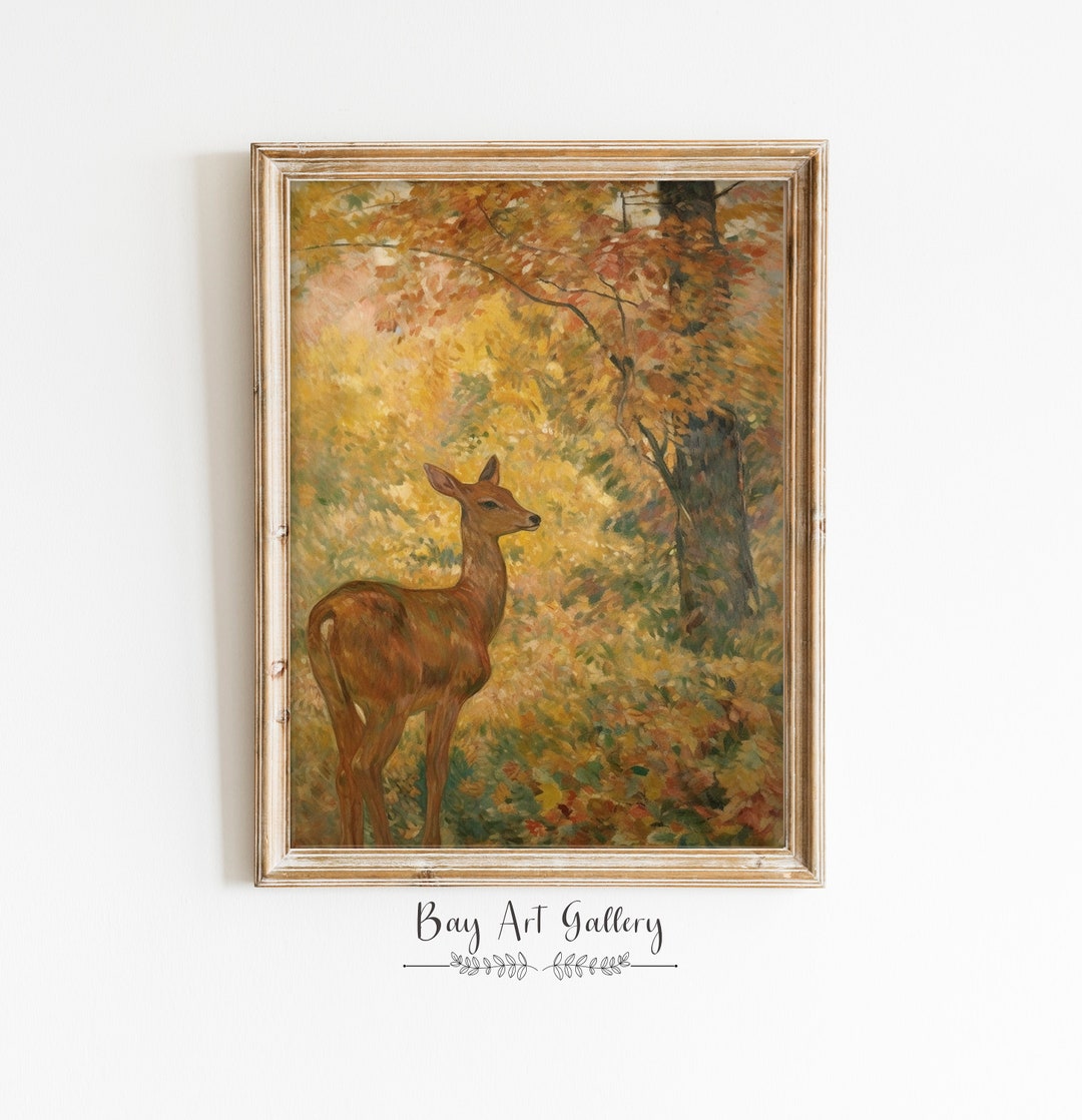 Vintage Forest Wall Decor | Woodland Home Decor | Deer in Nature ...