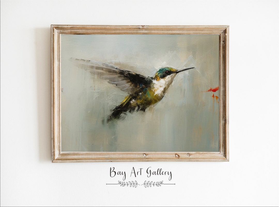 Bird Canvas Art Print | Hummingbird Wall Decor | Downloadable Art | Oil ...