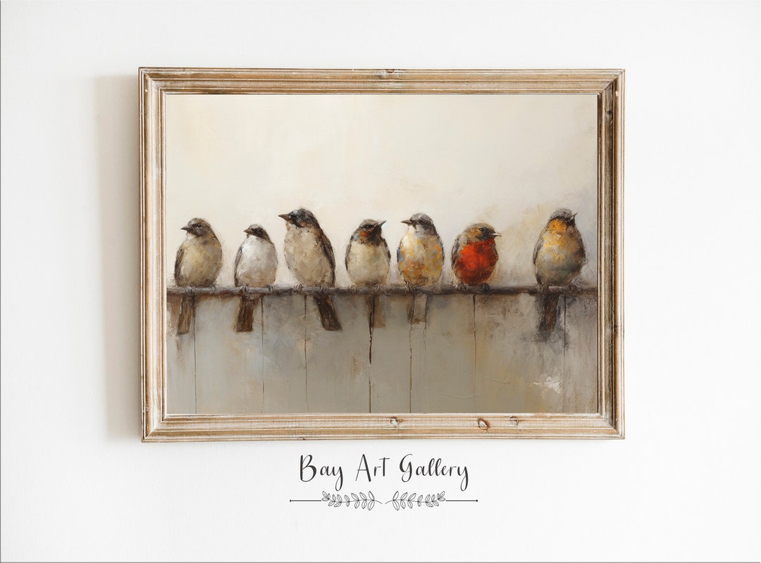 Birds on the Line Art | Digital Download | Small Space Wall Art | Avian ...